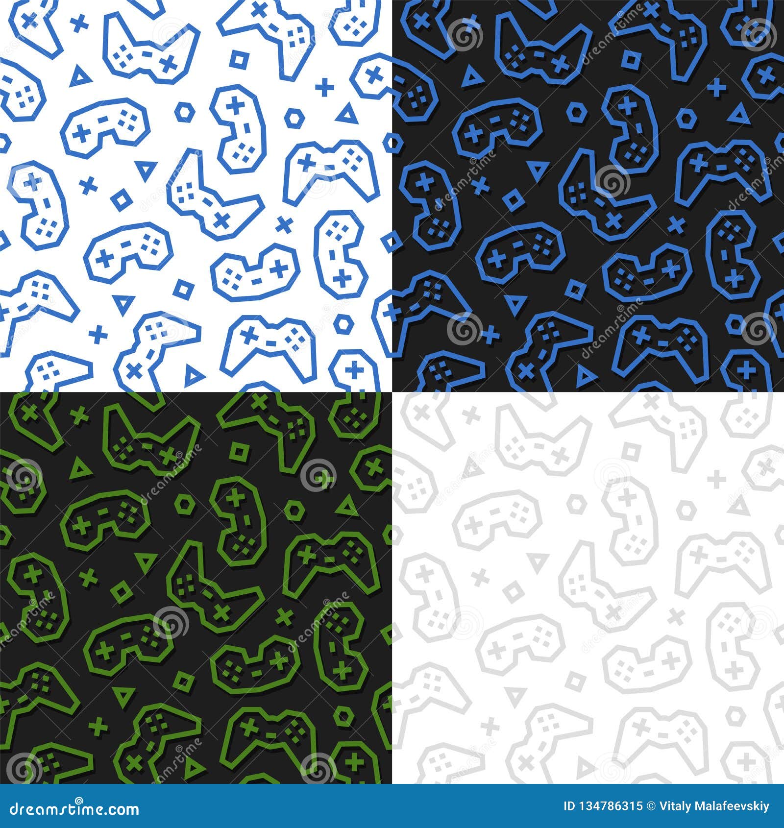 Gaming Controllers Seamless Pattern. 4 Variations Stock Vector ...
