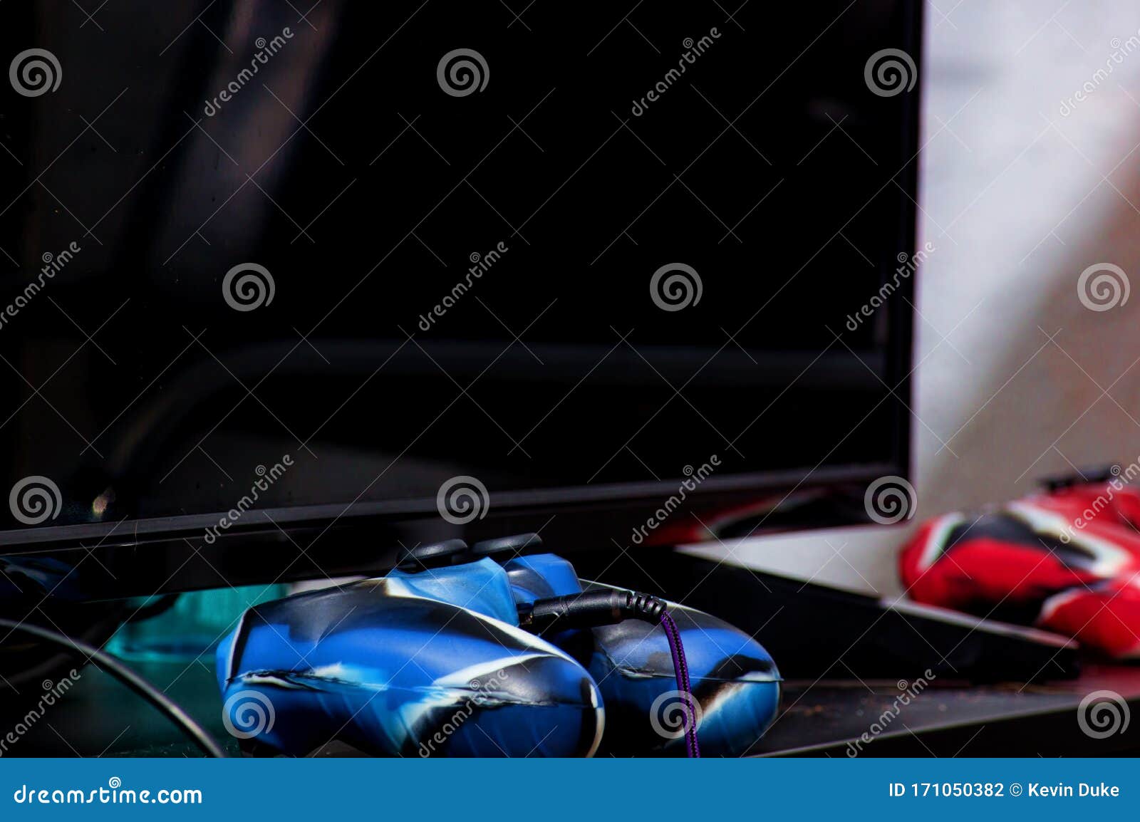 Gaming Controllers and Television Stock Photo - Image of white ...