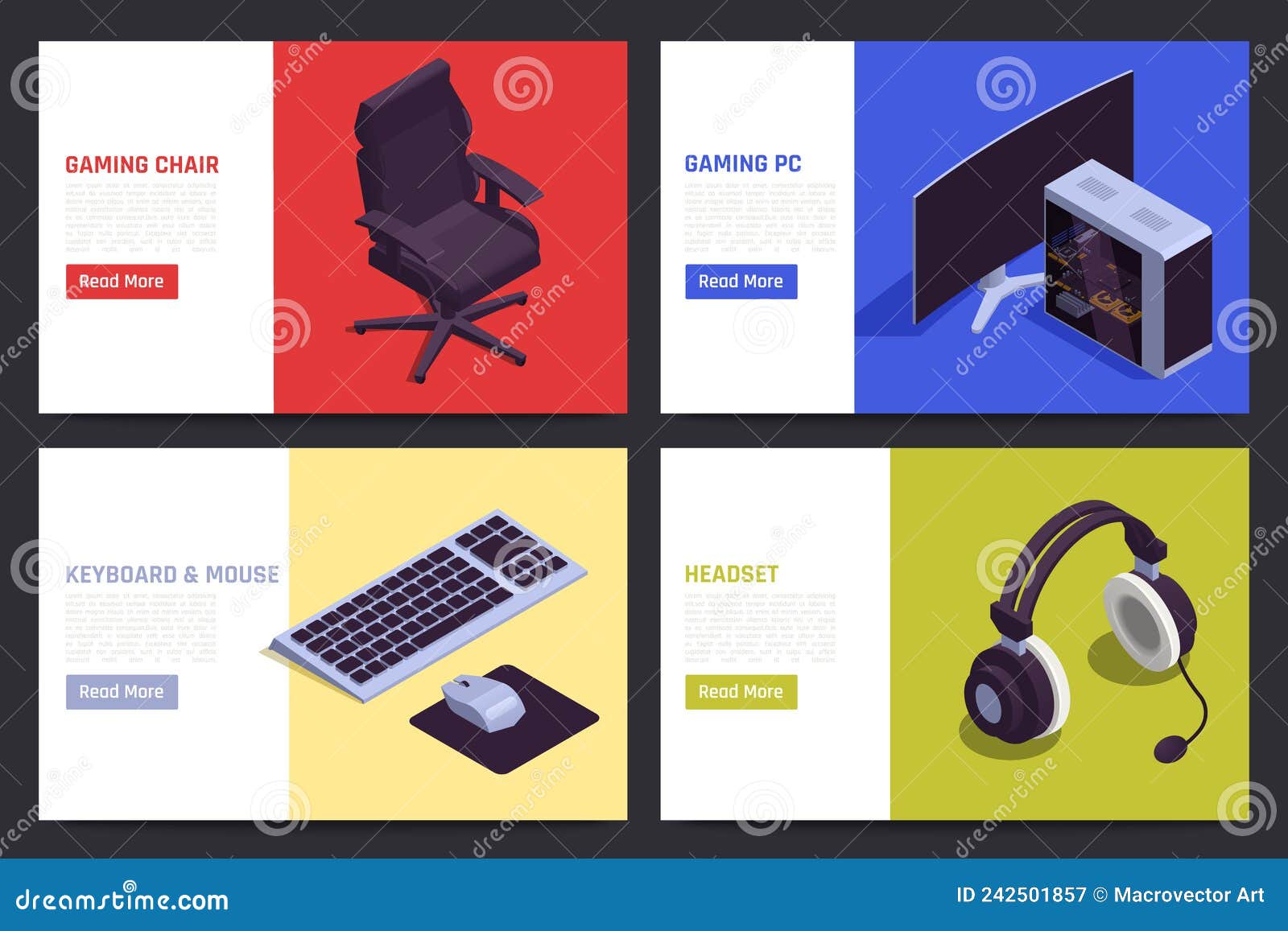 Gaming Gadgets Banners Set stock vector. Illustration of keyboard ...