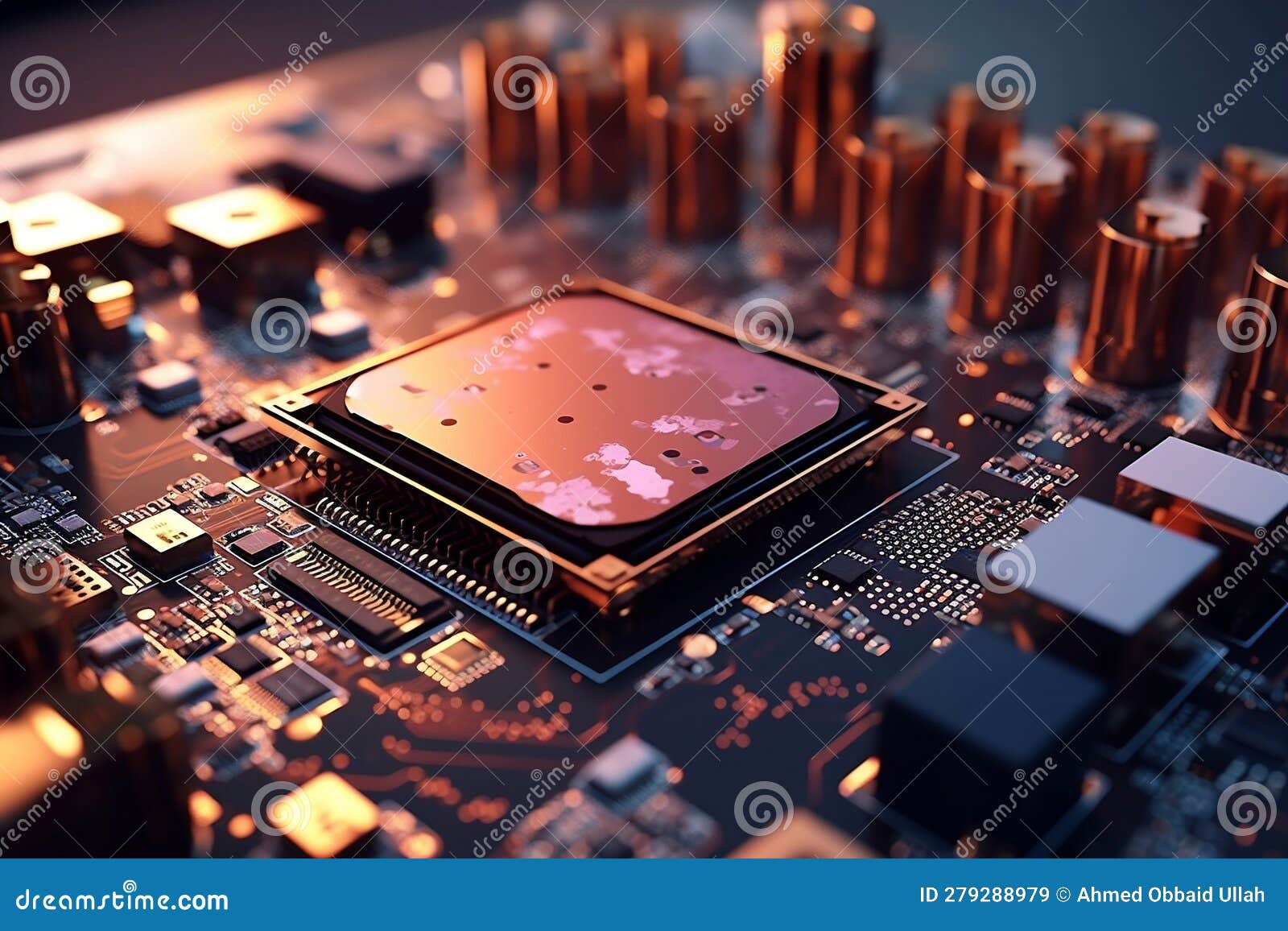 Gaming Graphics Card and Chip Board, Generative AI Stock Illustration ...