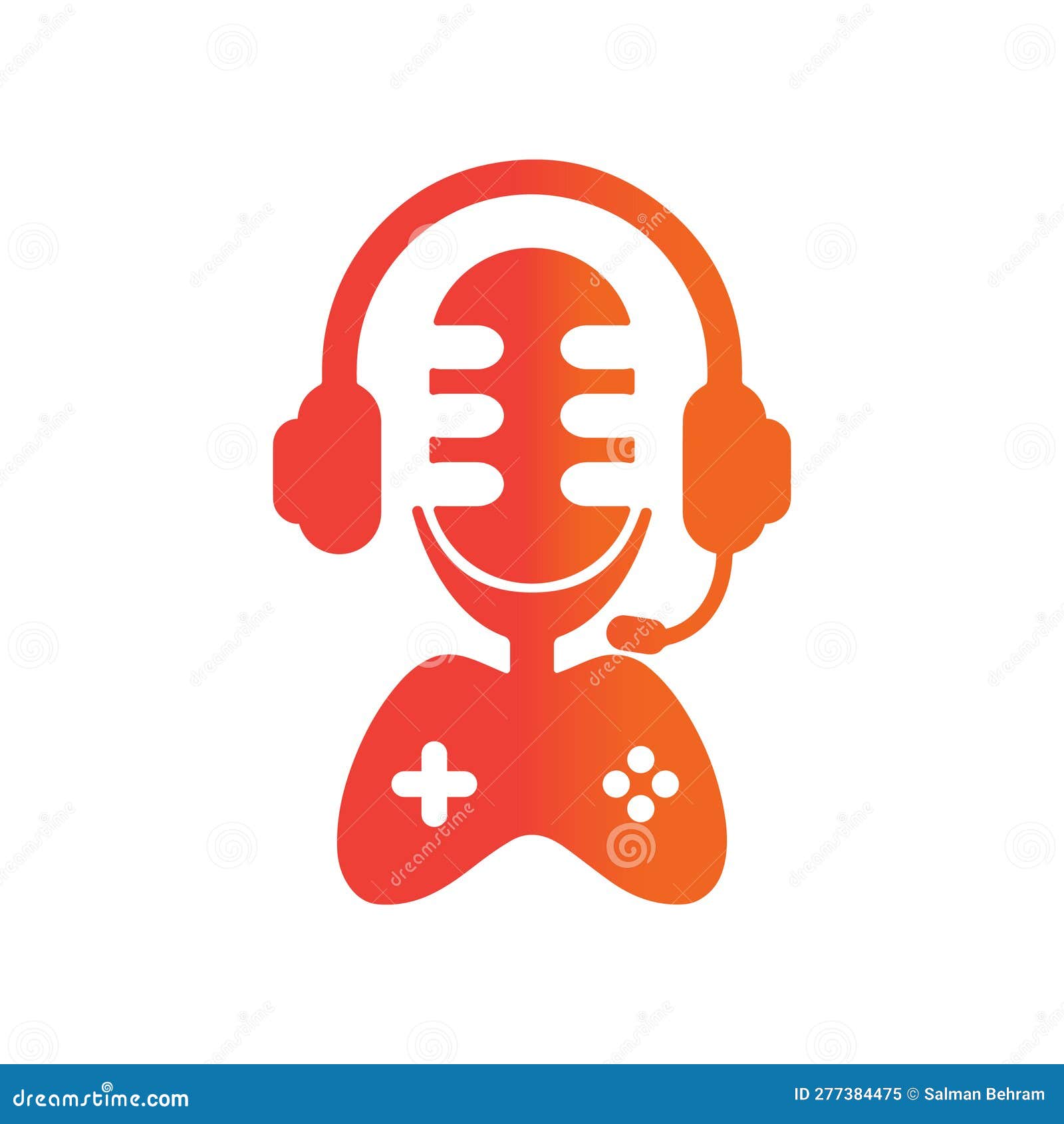 Gaming Headphone and Controller with Podcast Microphone Logo Stock ...
