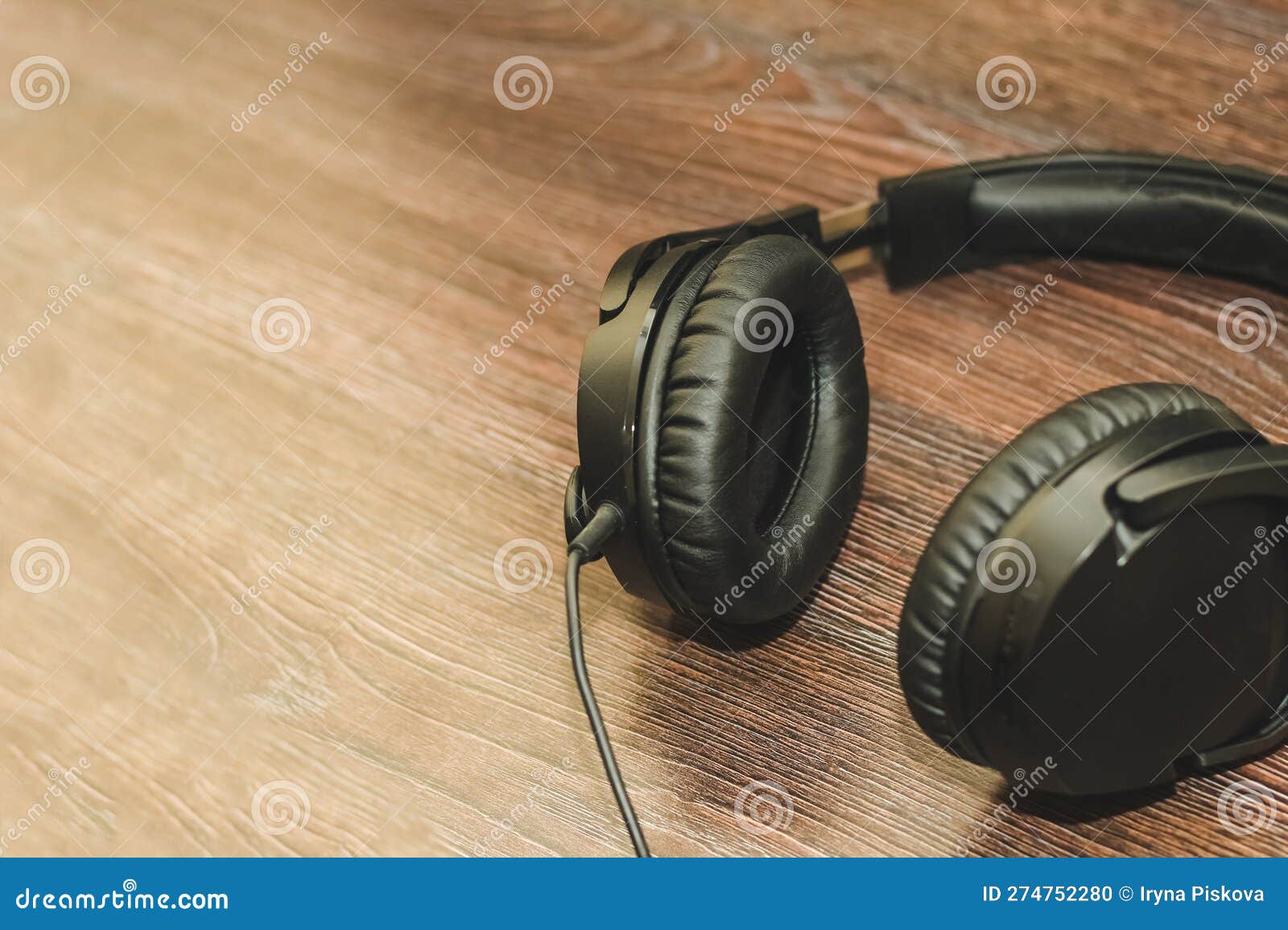 Gaming Headphones with a Microphone Headset on the Table. Stock Photo ...