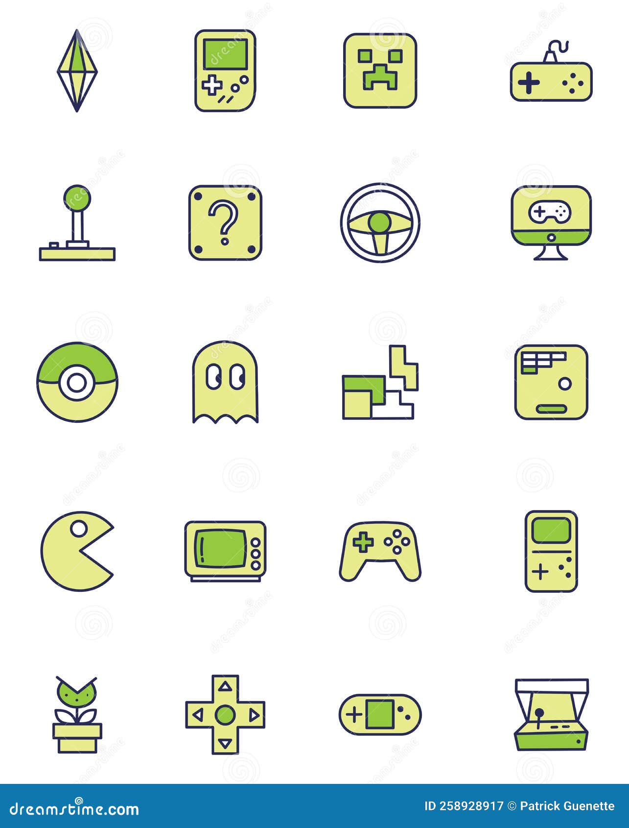 Gaming icon pack, icon stock vector. Illustration of pack - 258928917