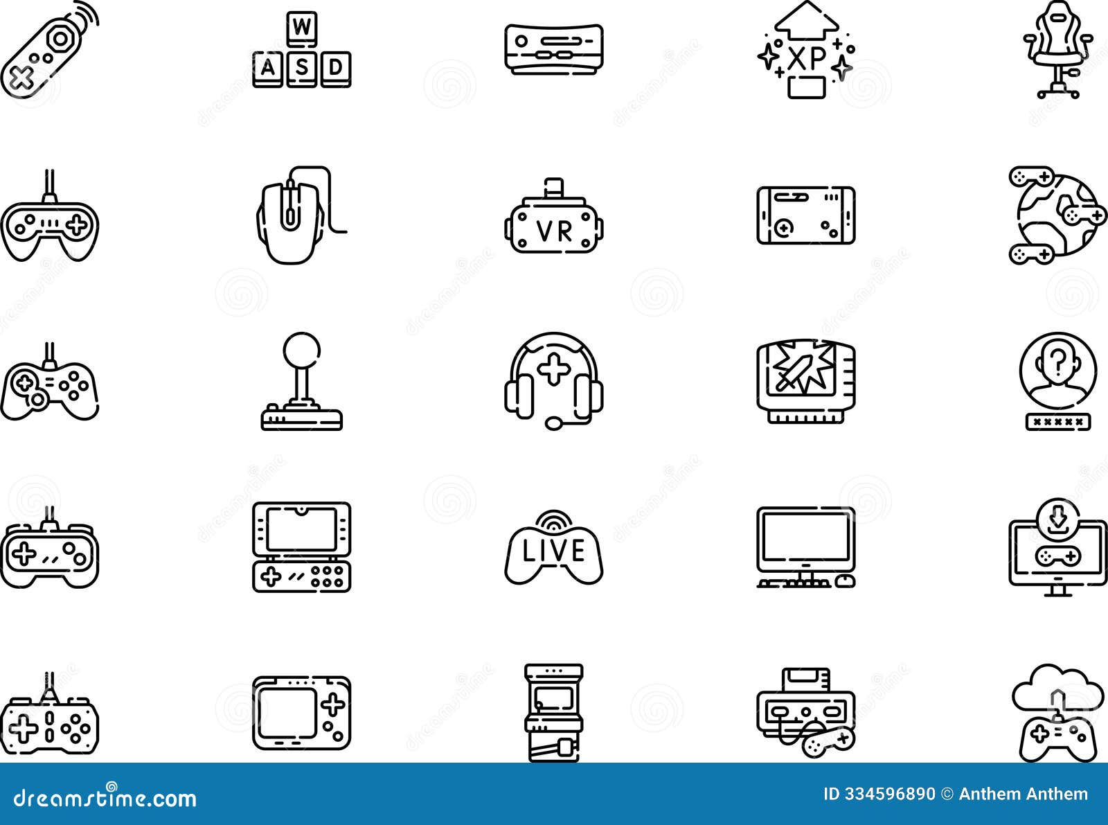 Gaming Icons Collection is a Vector Illustration with Editable Stroke ...