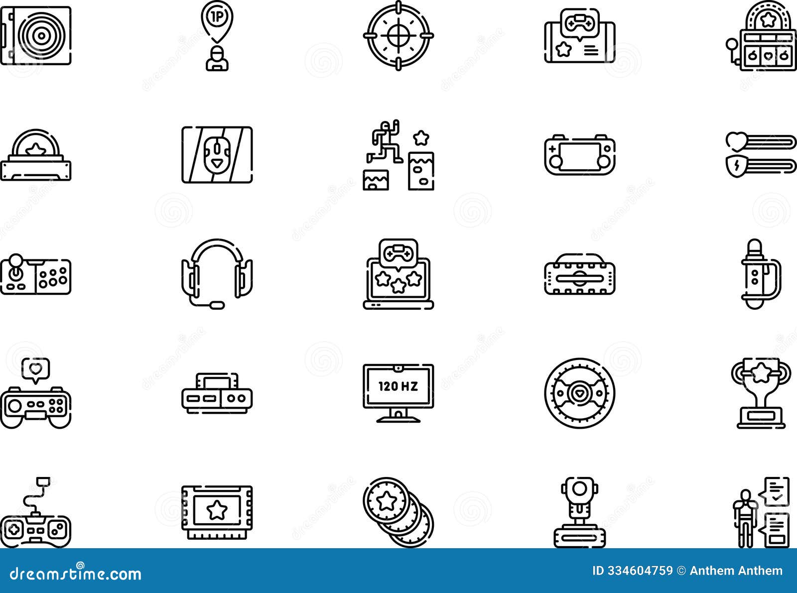 Gaming Icons Collection is a Vector Illustration with Editable Stroke ...