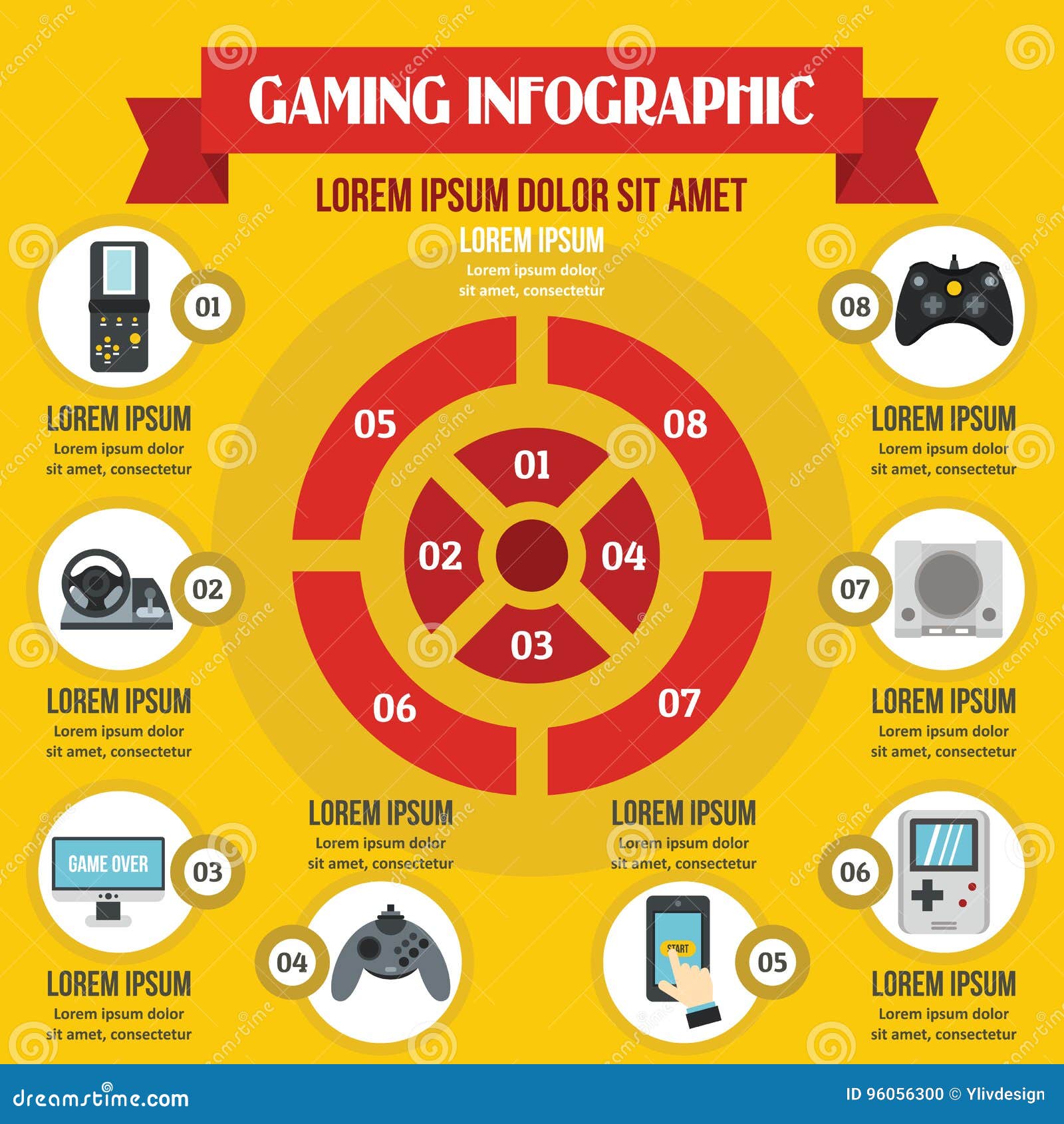 Gaming Infographic With Unfocused Background Cartoon Vector ...