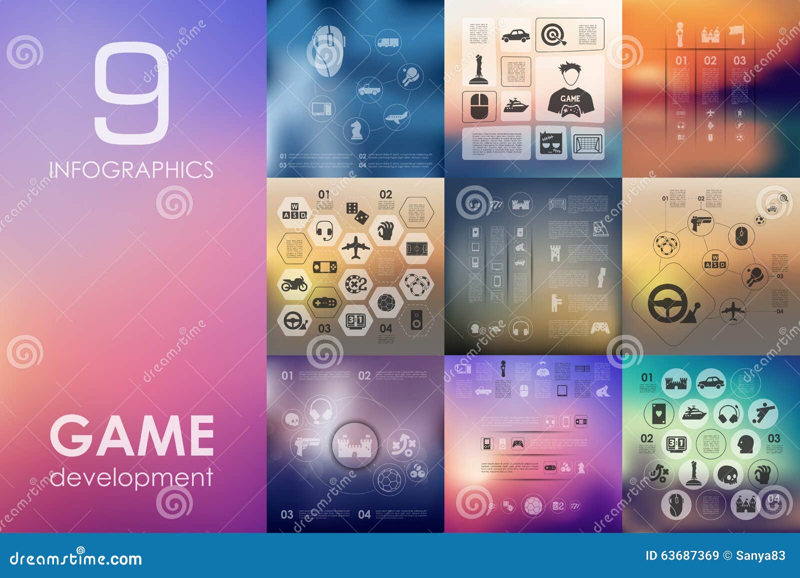 Gaming Infographic With Unfocused Background Cartoon Vector ...