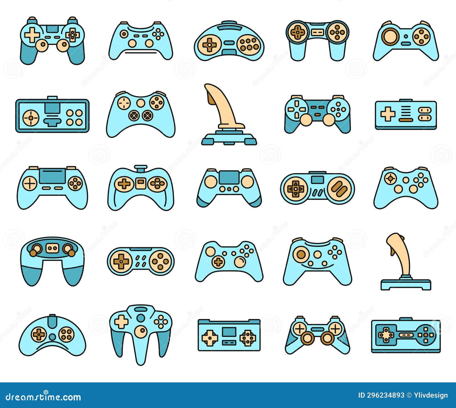 Gaming Joystick Icons Set Vector Color Stock Illustration ...