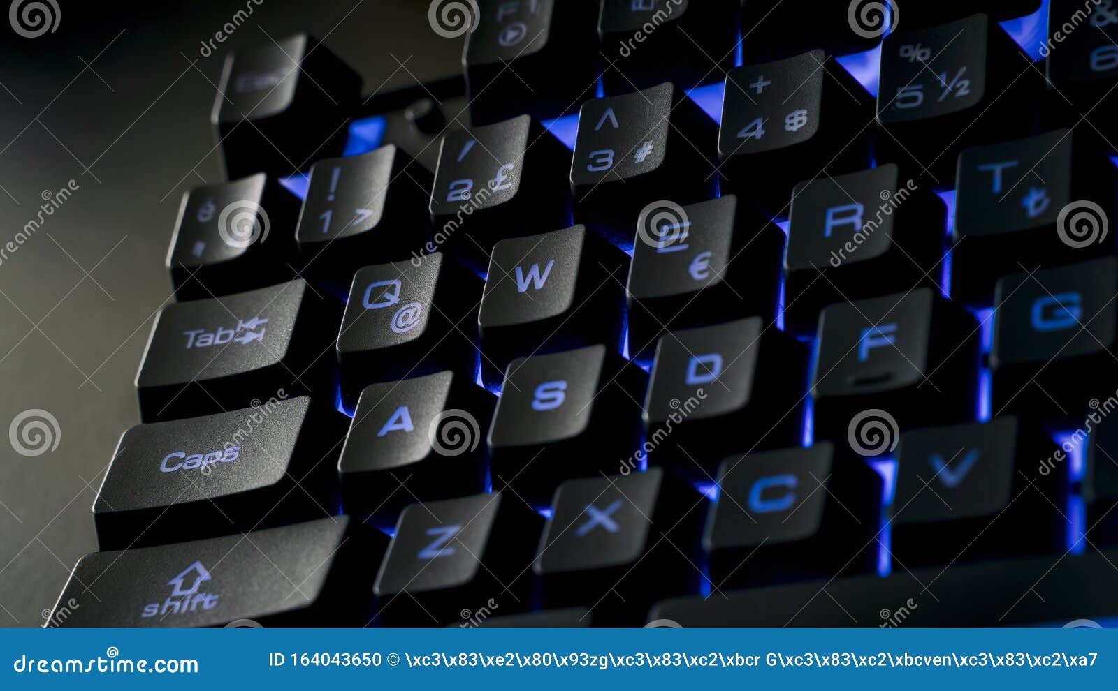 Gaming Keyboard with Blue Led Lights Stock Photo - Image of backlit ...
