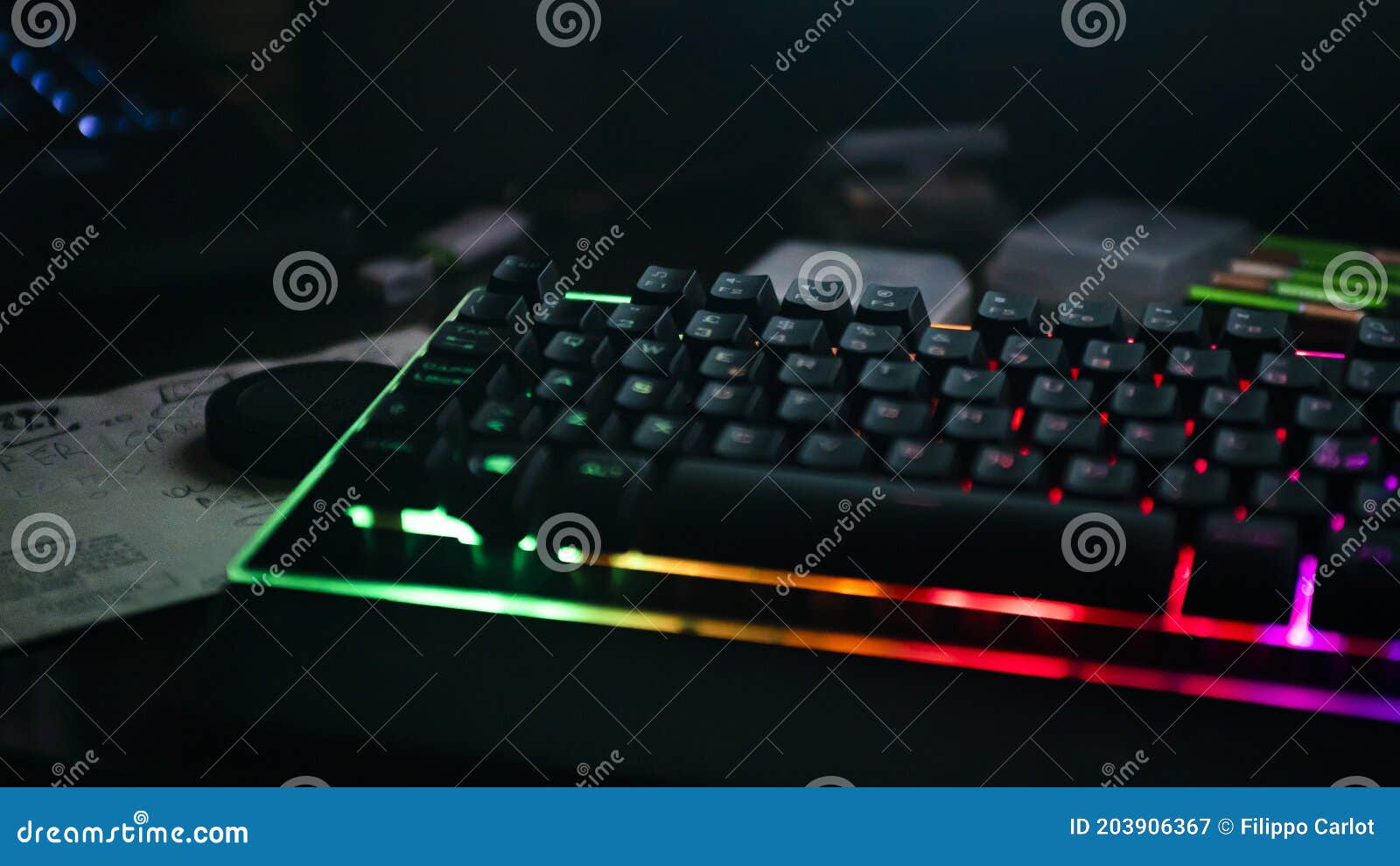 RGB Gaming Keyboard. Bright Colorful Keyboard With Mouse, Neon Light ...