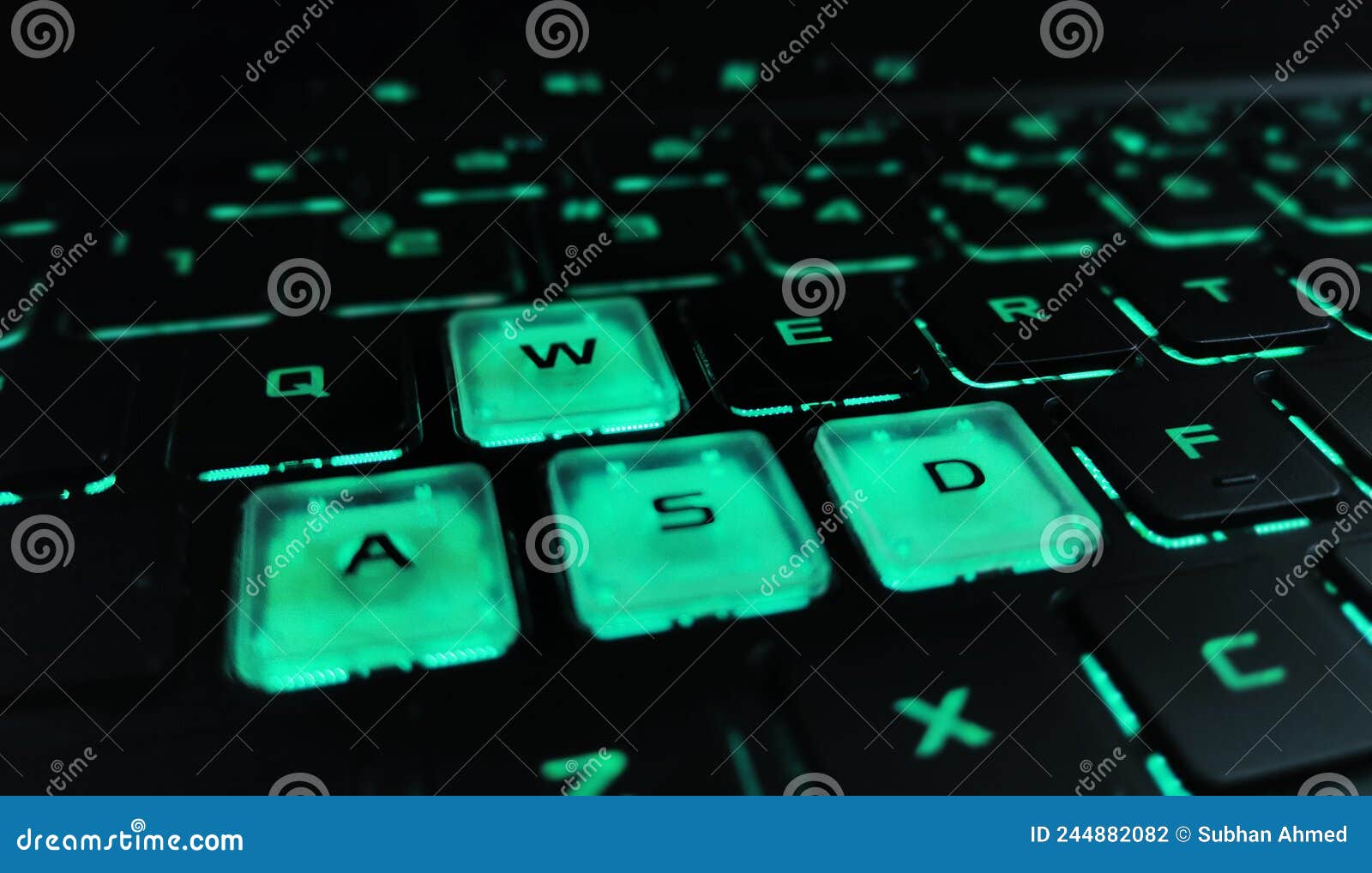 Gaming Keyboard Green Light Keyboard Ambience Static Stock Photo ...