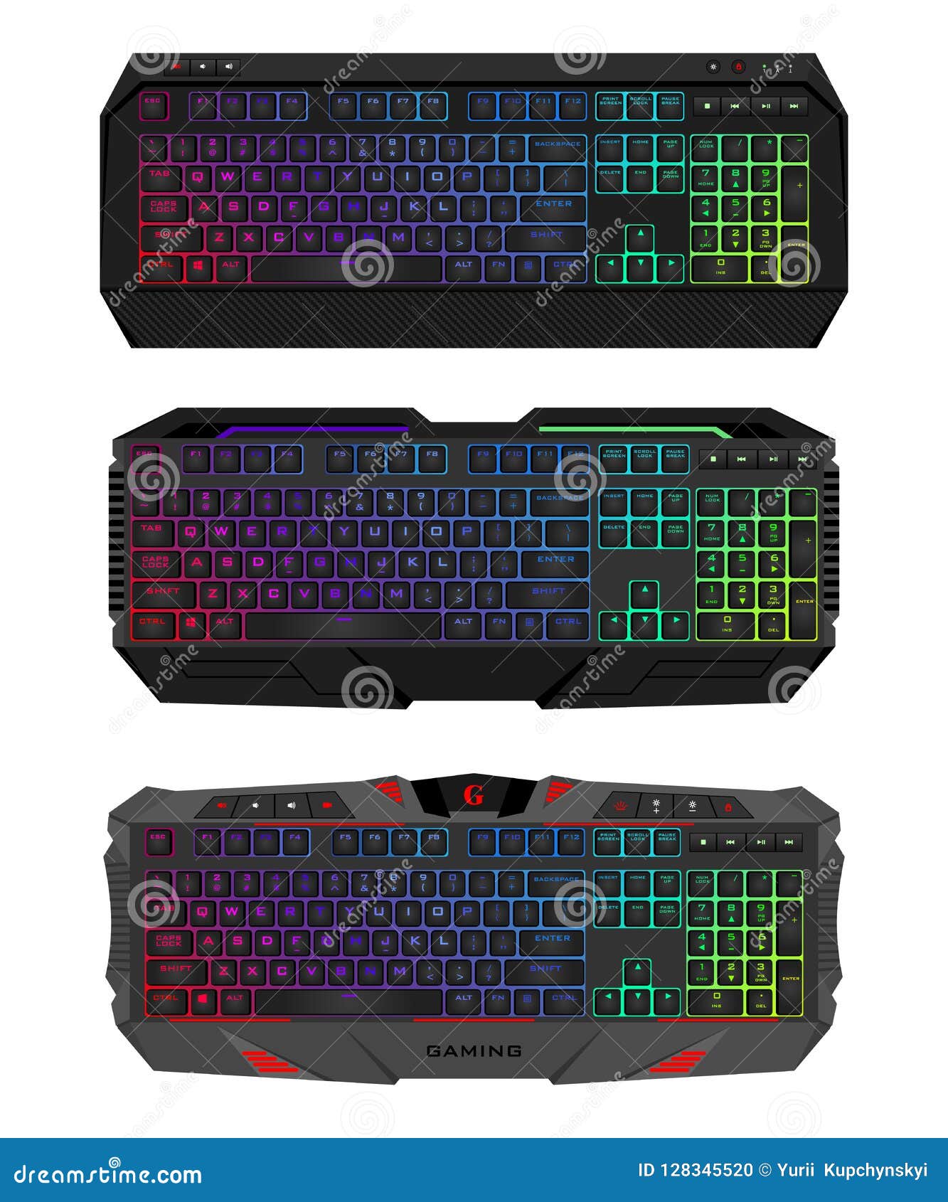 Gaming Keyboard with LED Backlit. Stock Illustration - Illustration of ...