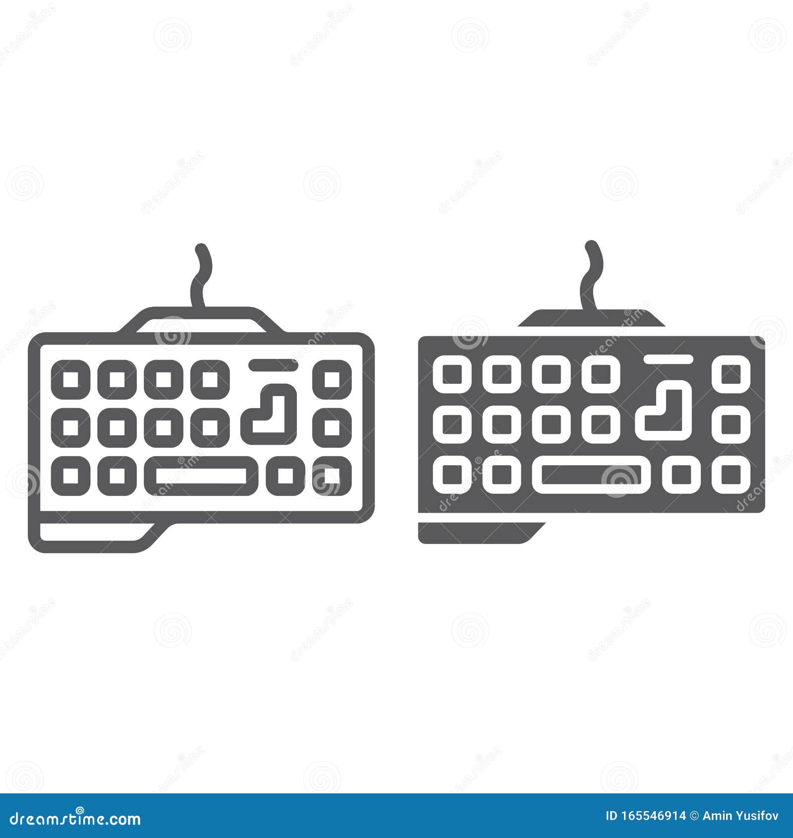 Gaming Keyboard Line and Glyph Icon, Technology and Device, Keypad Sign ...