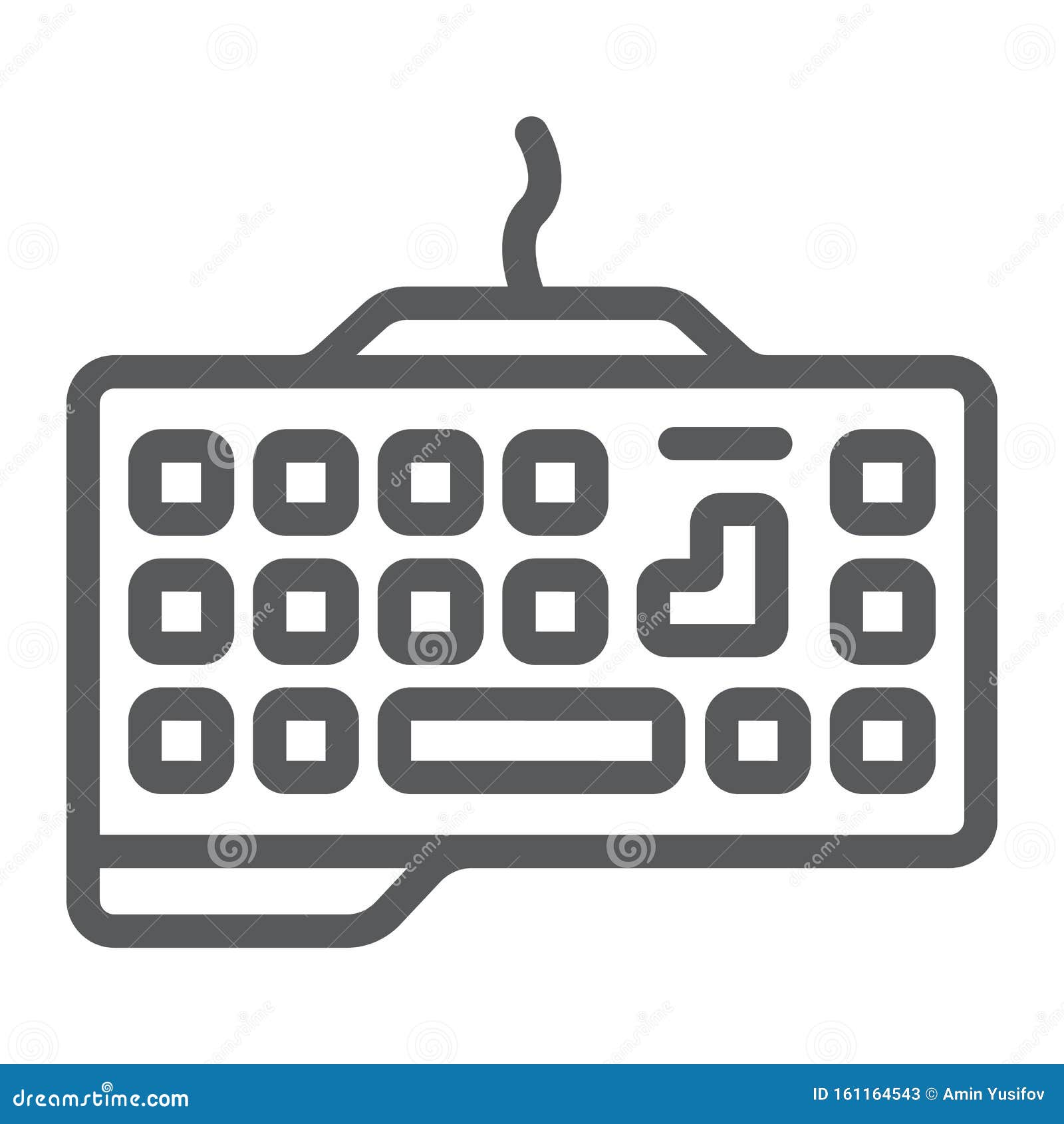 Gaming Keyboard Line Icon, Technology and Device, Keypad Sign, Vector ...