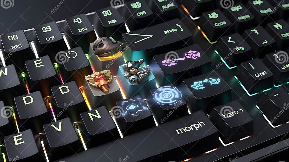 Gaming keyboard macro stock illustration. Illustration of blue - 333361452