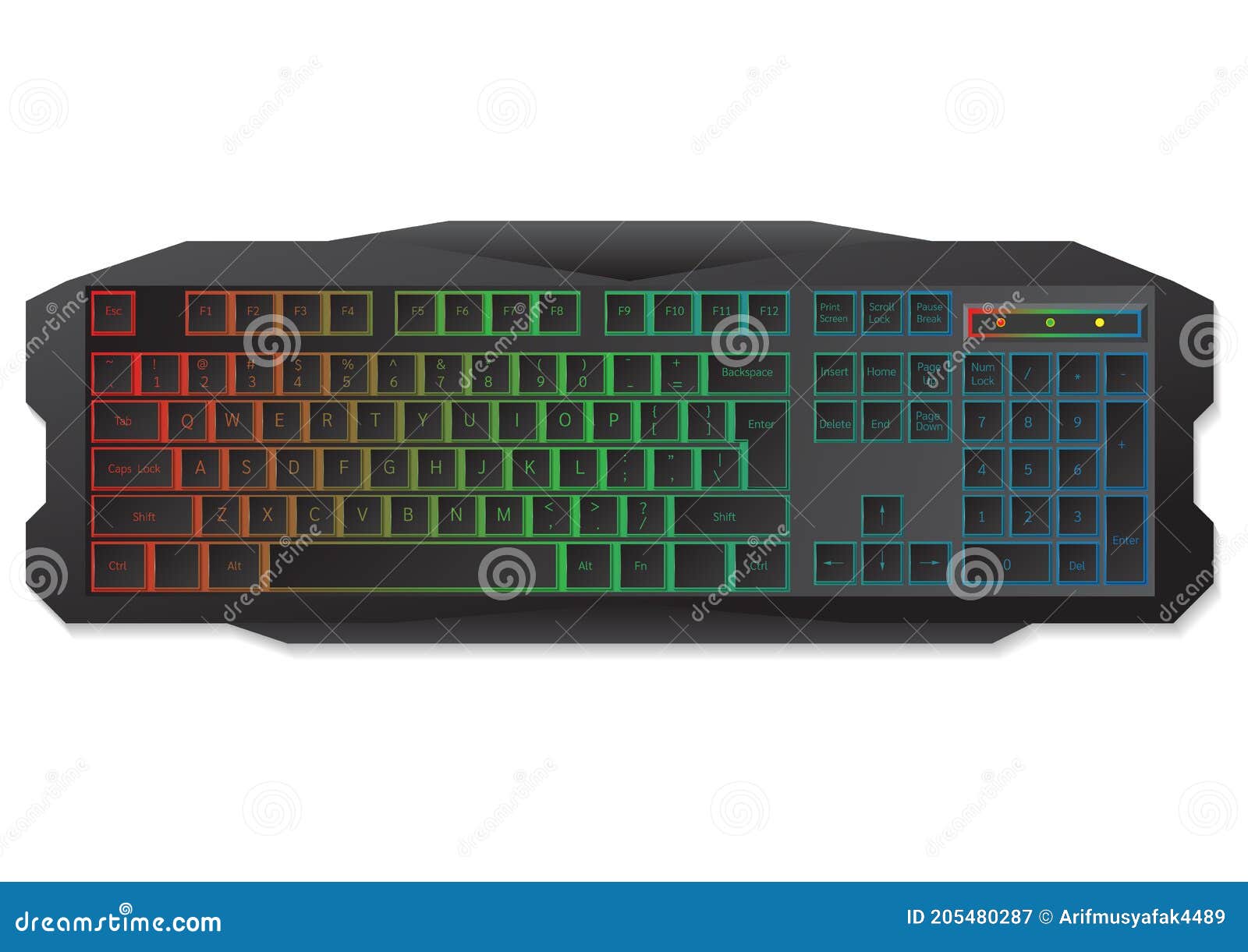 Gaming keyboard top view stock illustration. Illustration of gaming ...
