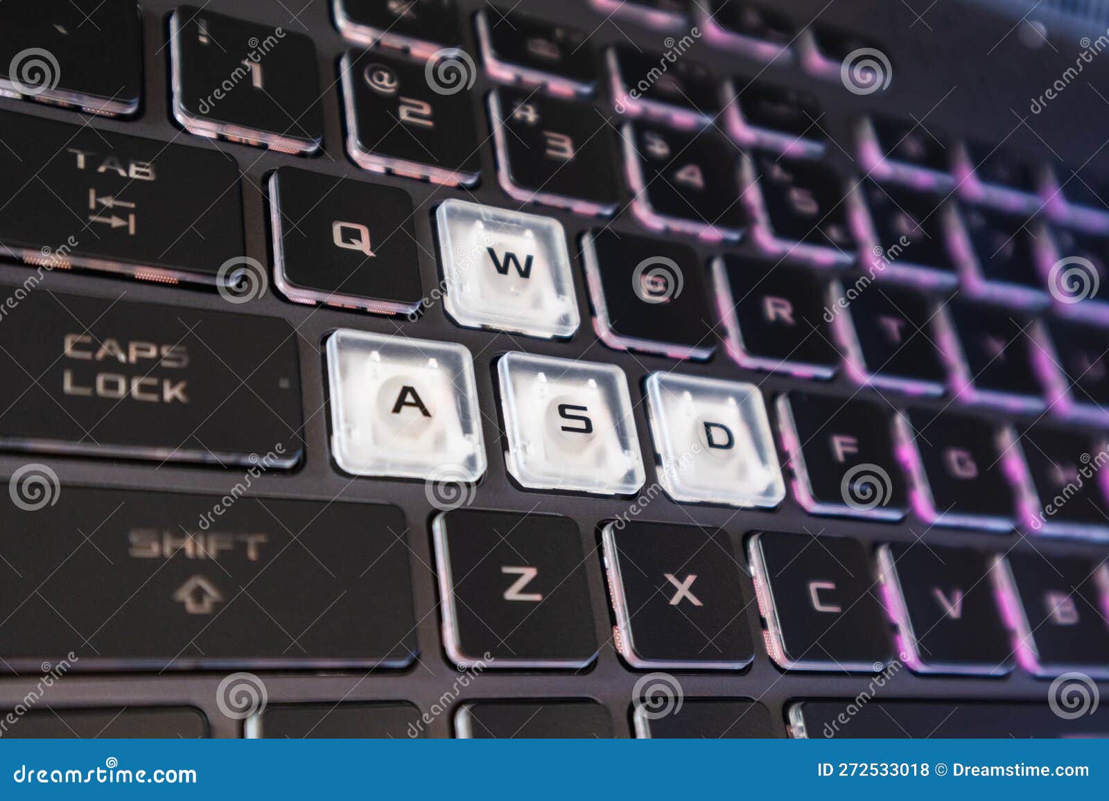 Gaming Keys with Illumination, Keyboard Close-up Stock Photo - Image of ...