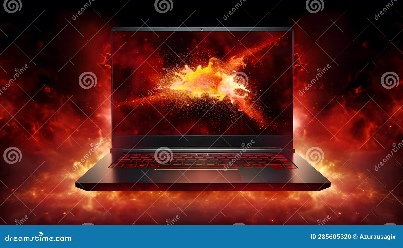 Glowing Keyboard Gaming Laptop Virtual Reality Ai Generated Stock ...