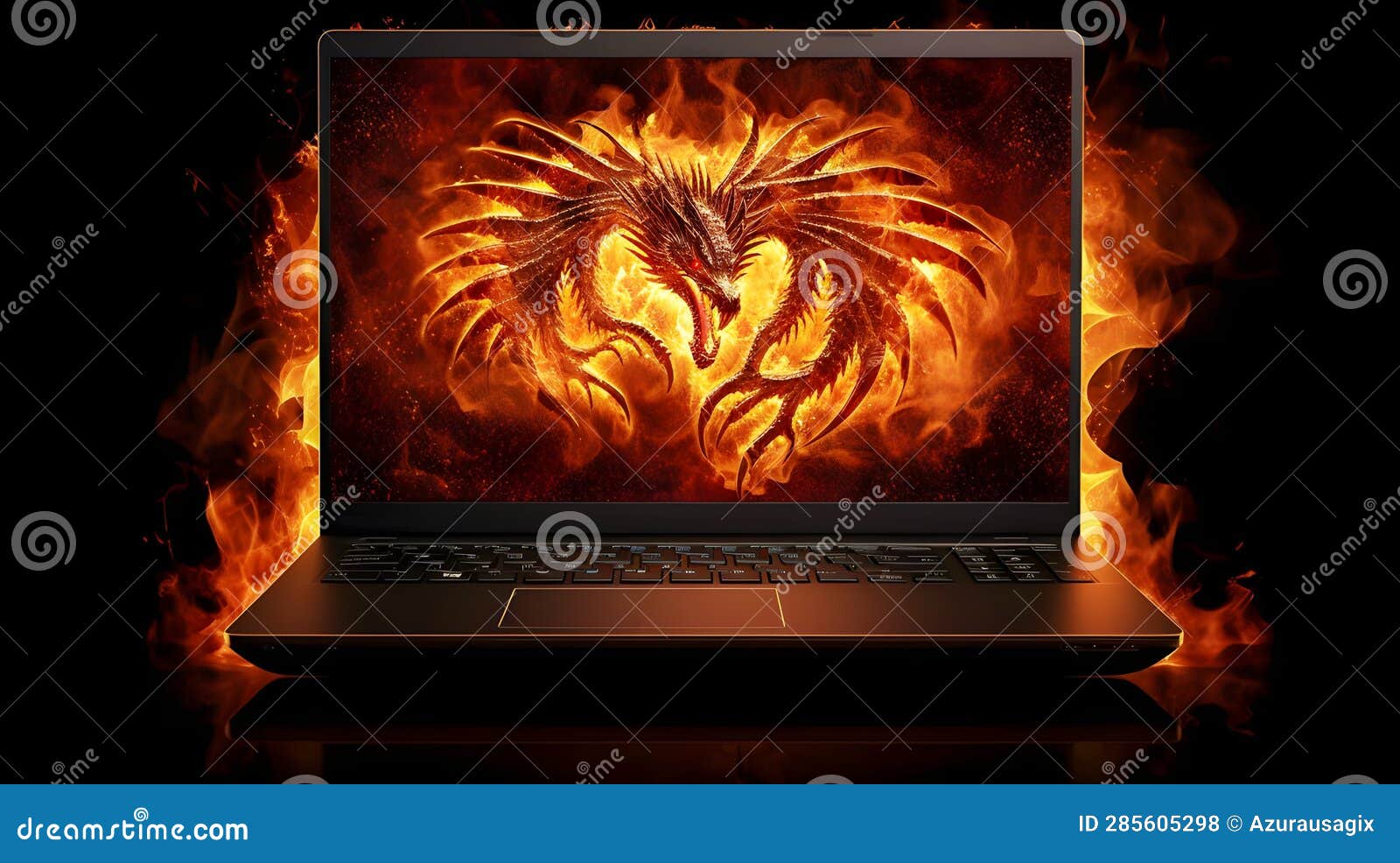 Gaming Laptop with Dragon Display Screen Virtual Reality Ai Generated ...