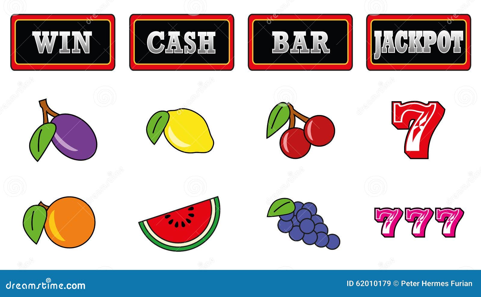 Gaming Machine Symbols Fruits Stock Vector - Illustration of poker ...