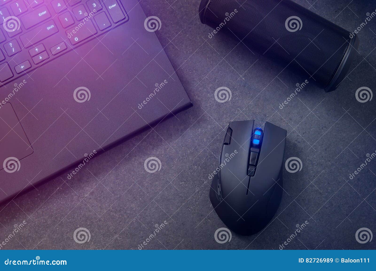 Gaming Mouse and Laptop at Night. Stock Image - Image of performance ...