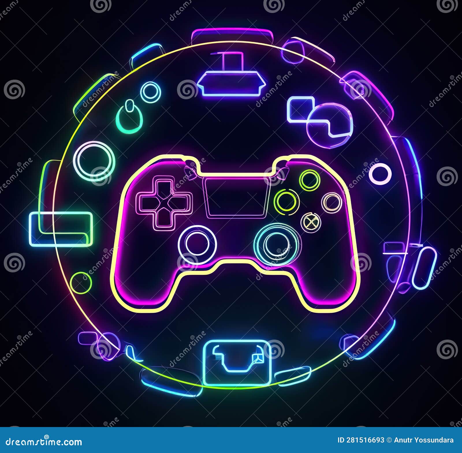 Gaming Neon Signs Set Design Template. Big Collection Game Signs Neon ...