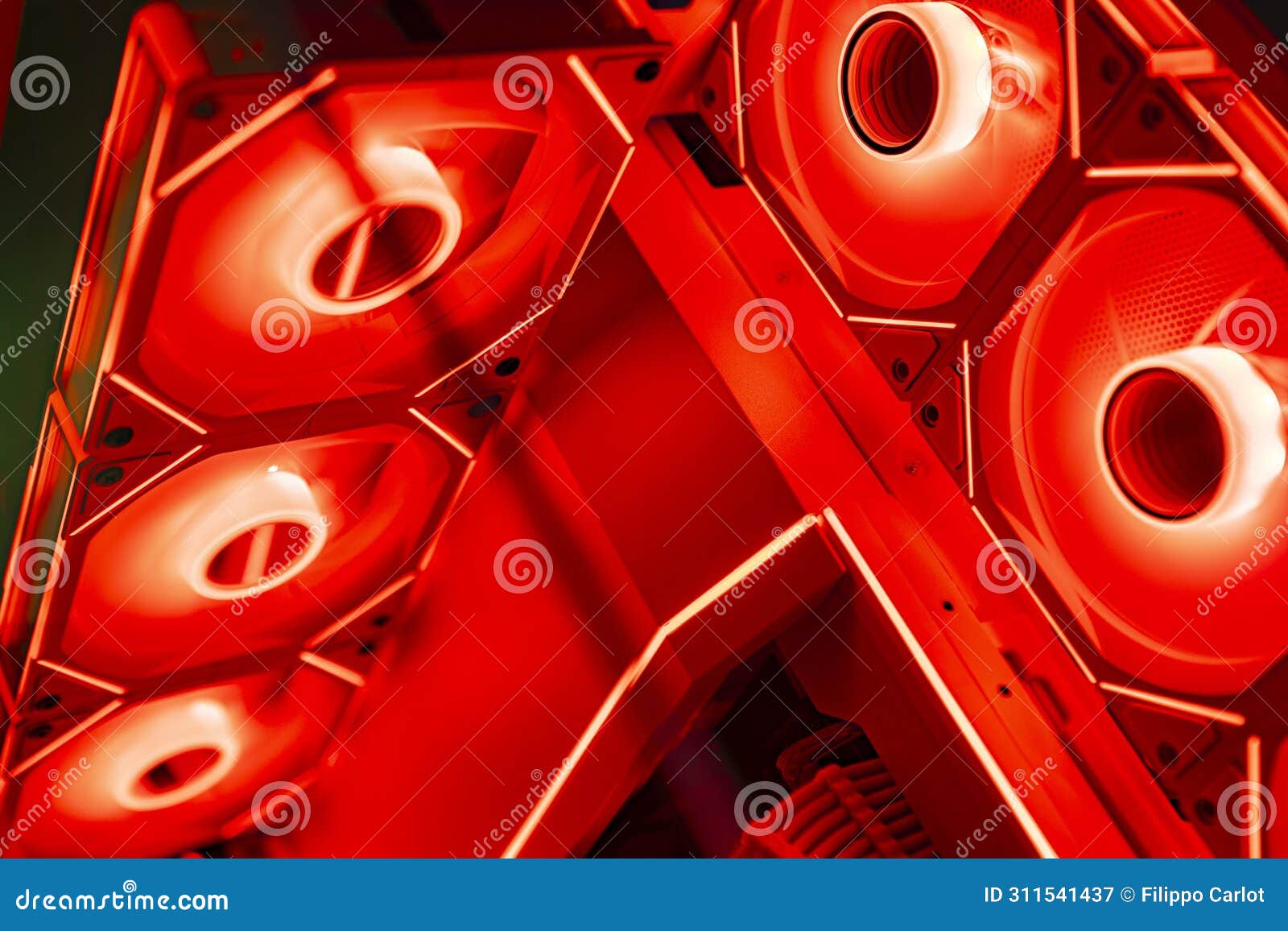 Gaming PC Interior Glow stock image. Image of components - 311541437