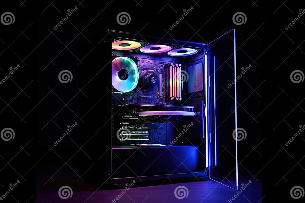 Gaming PC Rainbow LED Light Modern Liquid Cooled Gaming Computer ...