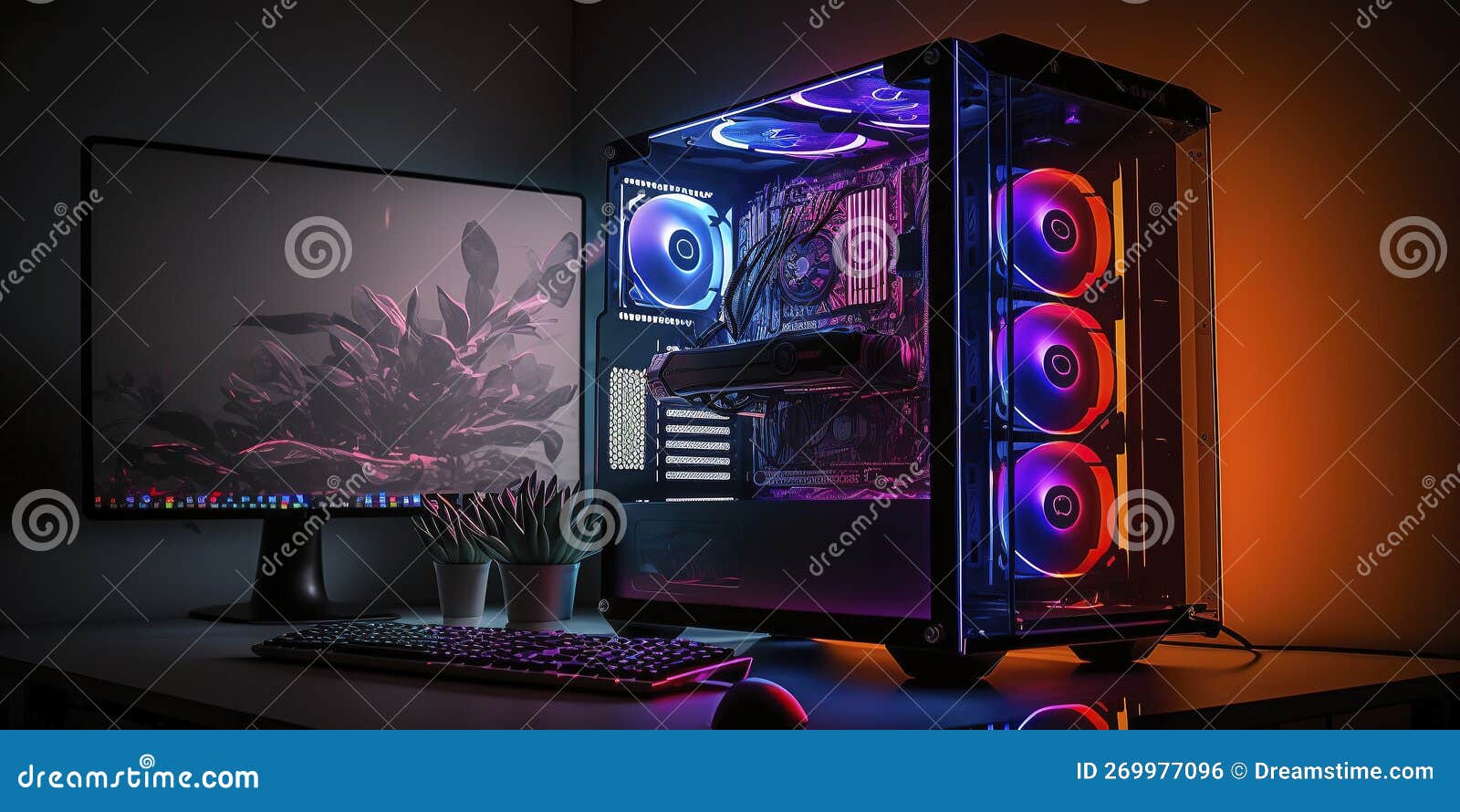 Gaming Pc with Rgb Led Light Stock Illustration - Illustration of mouse ...