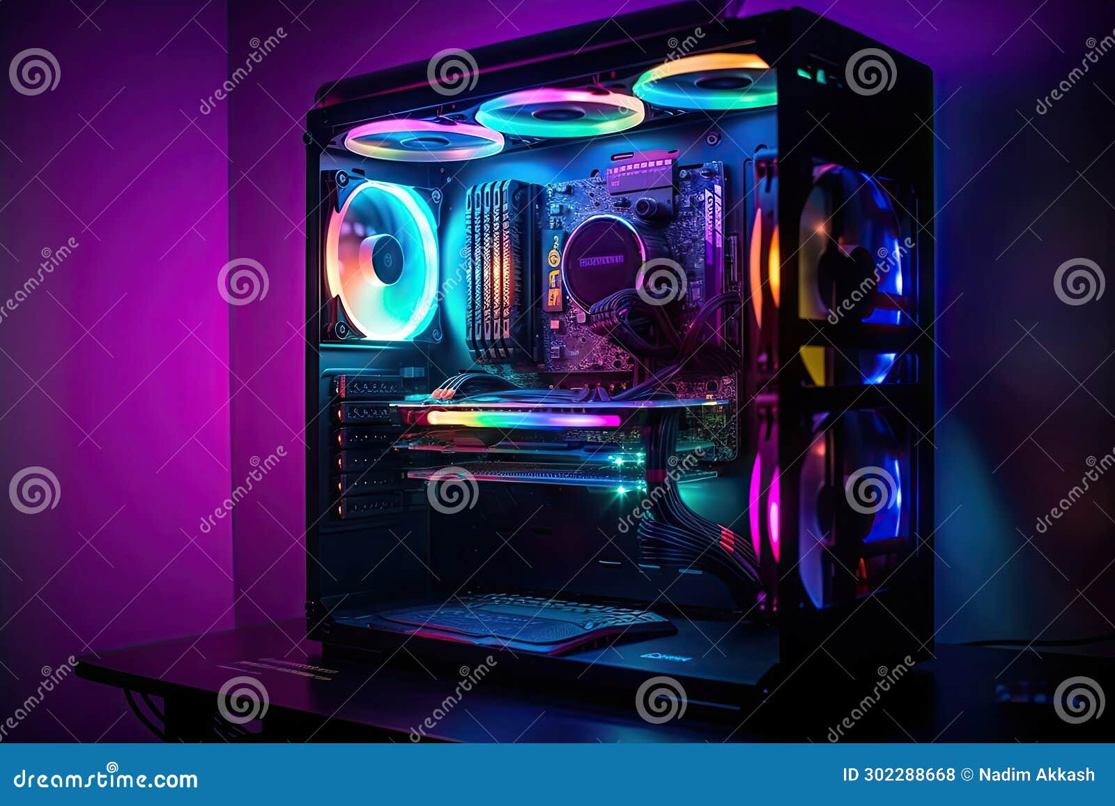 Gaming PC RGB LED Lights Computer, Assembled Hardware Components Stock ...