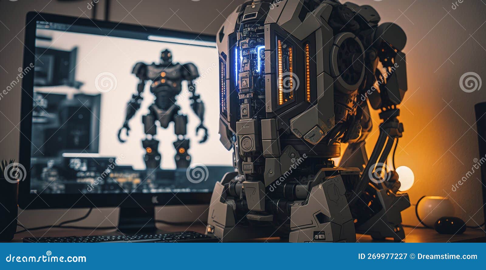 Gaming Pc with Robotic Style Stock Illustration - Illustration of ...