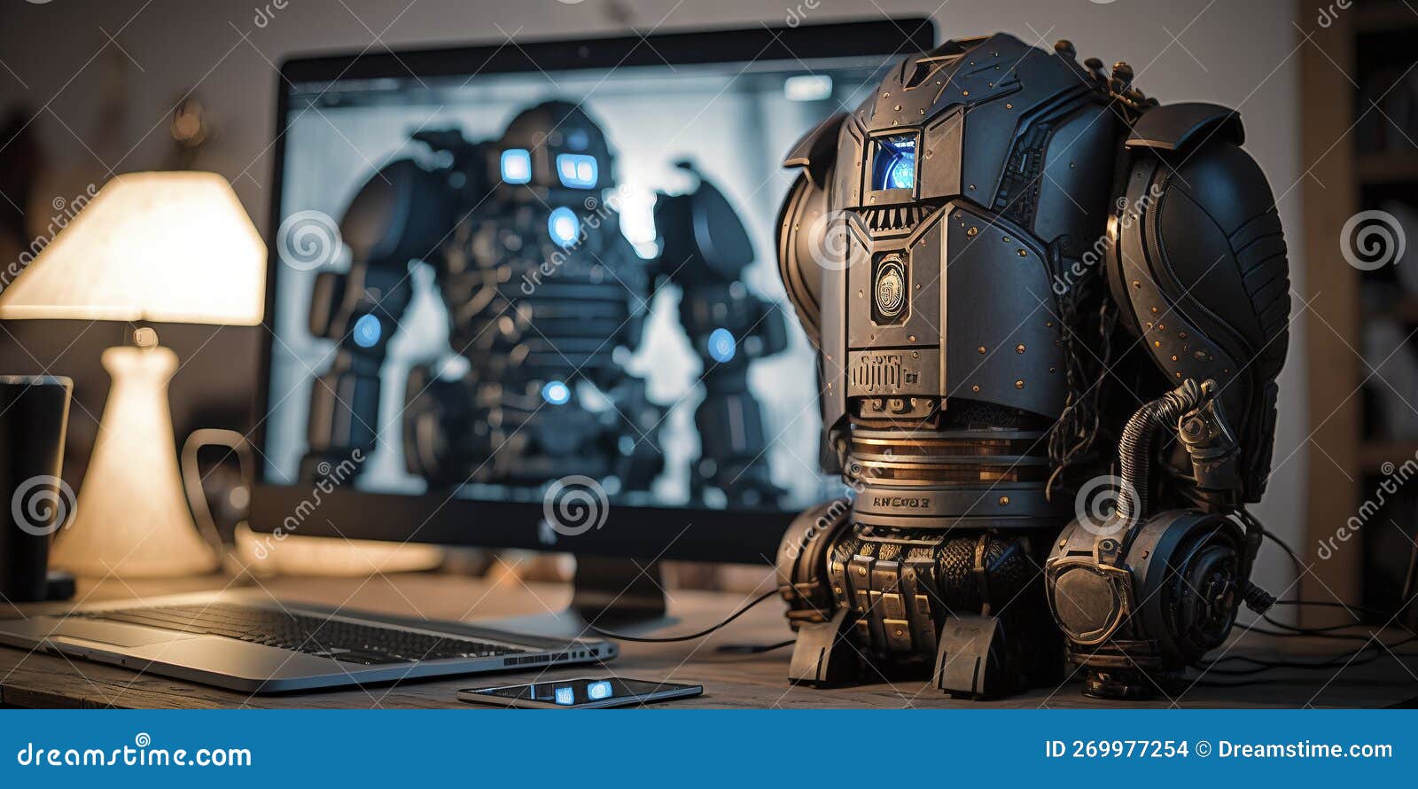 Gaming Pc with Robotic Style Stock Illustration - Illustration of mouse ...