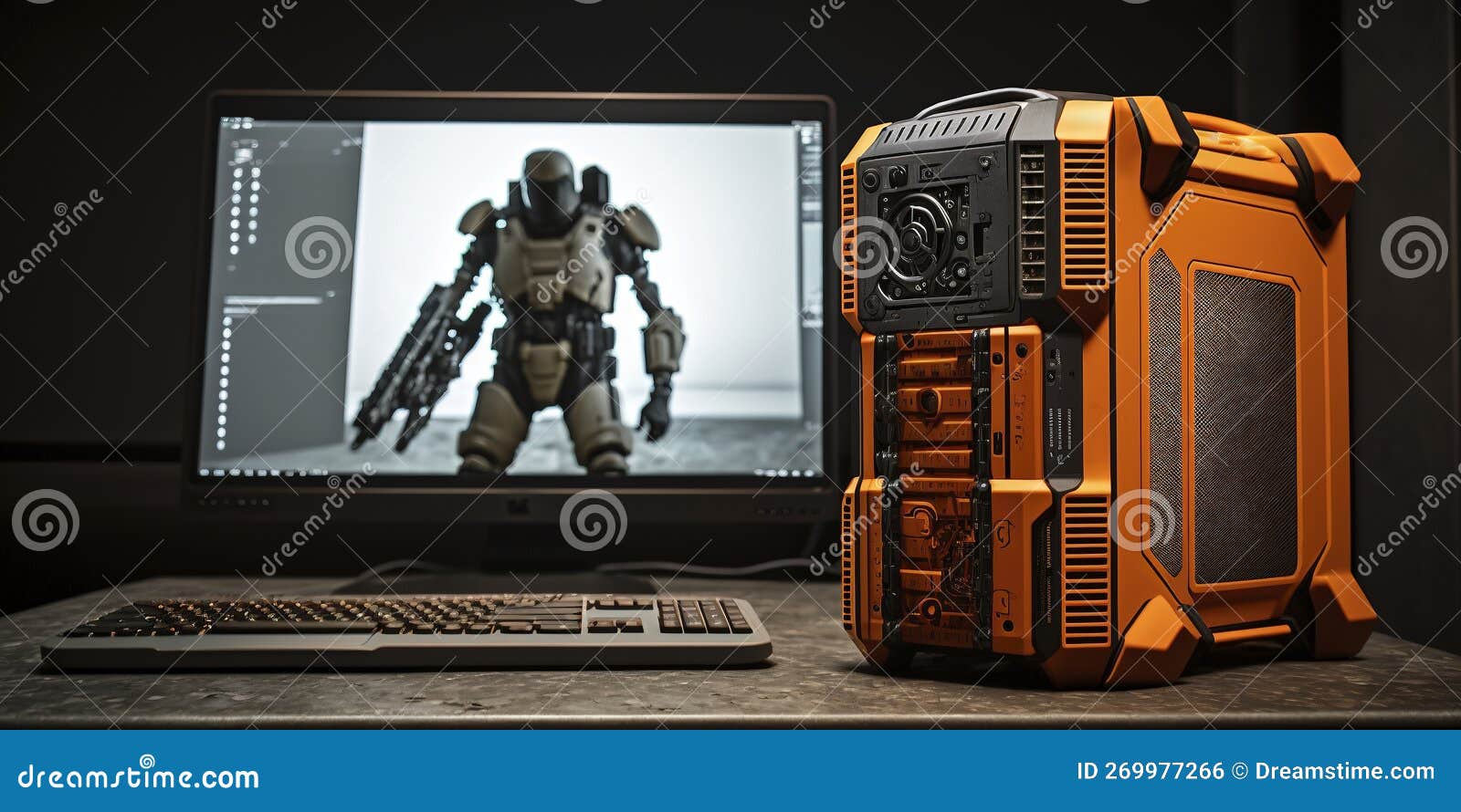 Gaming Pc with Robotic Style Stock Illustration - Illustration of ...