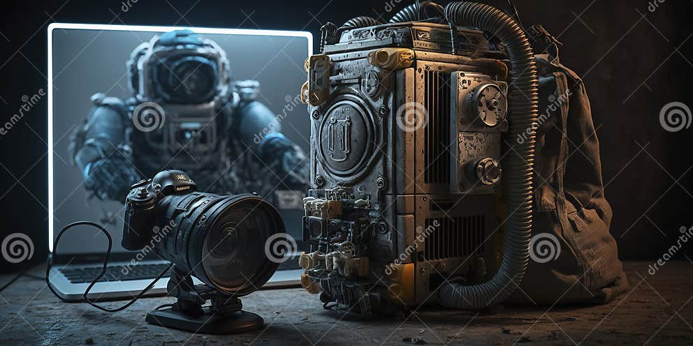 Gaming Pc with Robotic Style Stock Illustration - Illustration of face ...