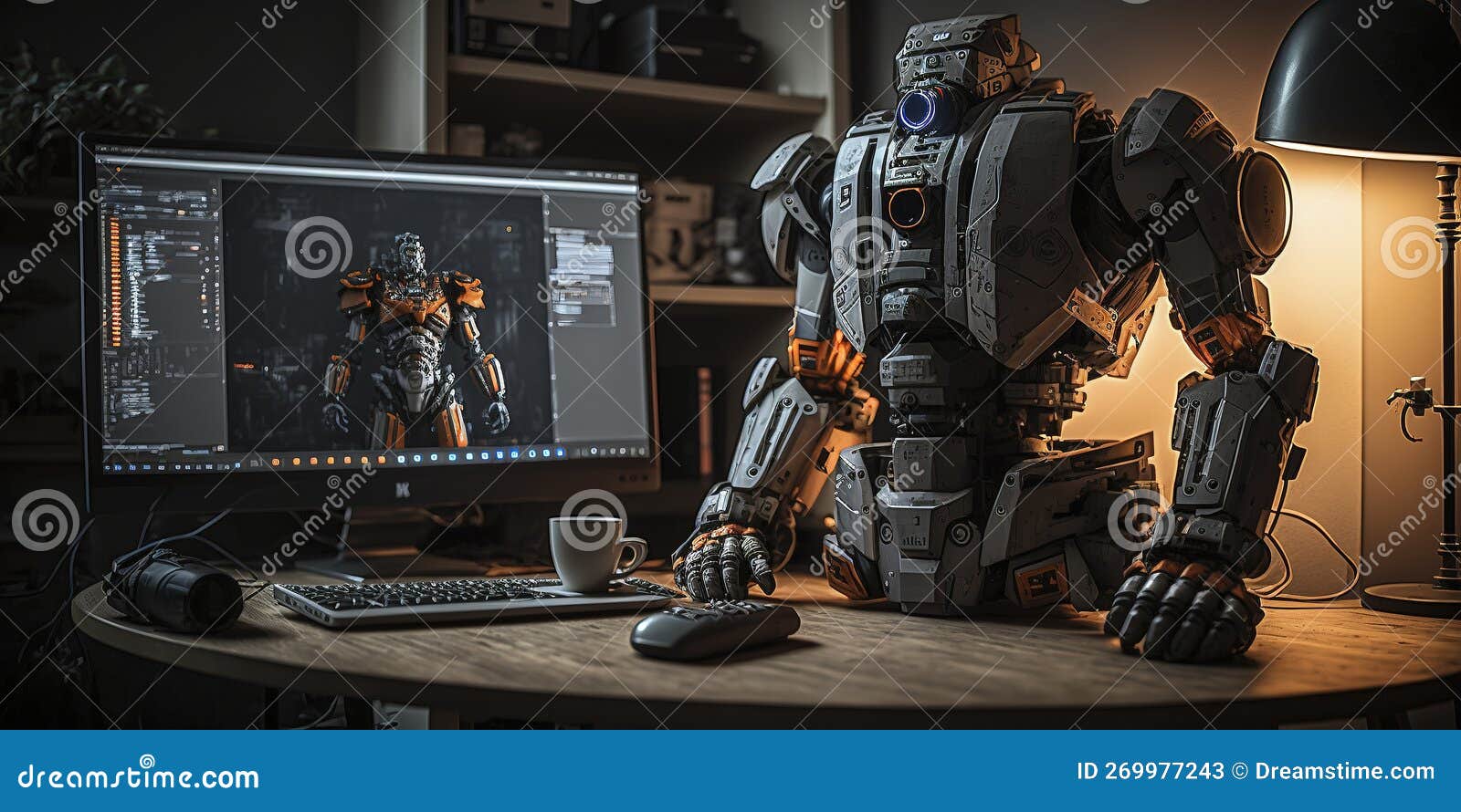 Gaming Pc with Robotic Style Stock Illustration - Illustration of ...