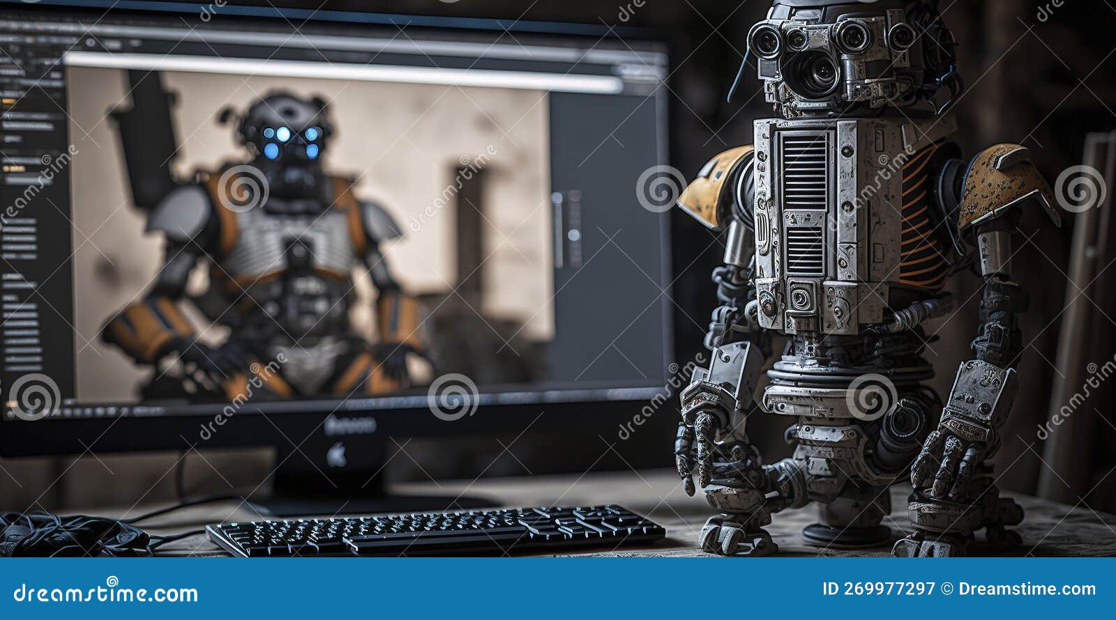 Gaming Pc with Robotic Style Stock Illustration - Illustration of style ...