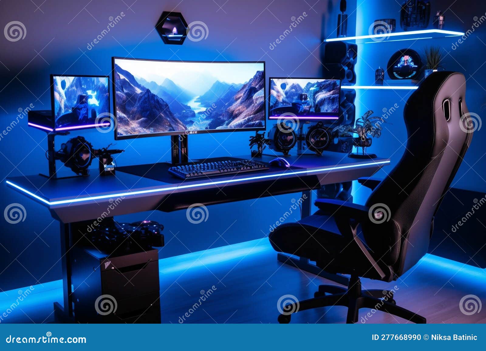 Gaming PC Room with Led Lights in Different Colors. Ai Generated ...