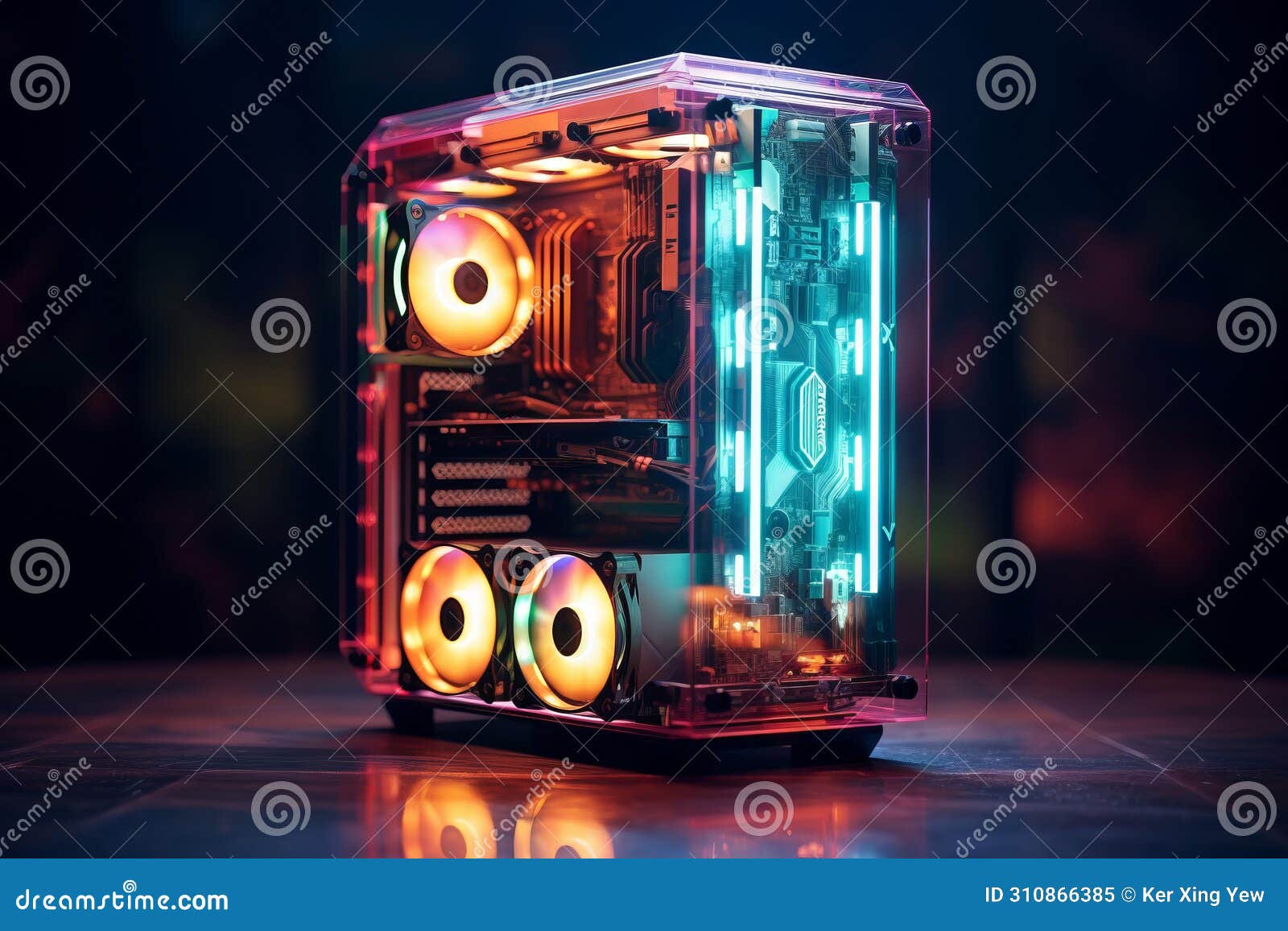 Gaming PC with Transparent Side Panel Stock Illustration - Illustration ...