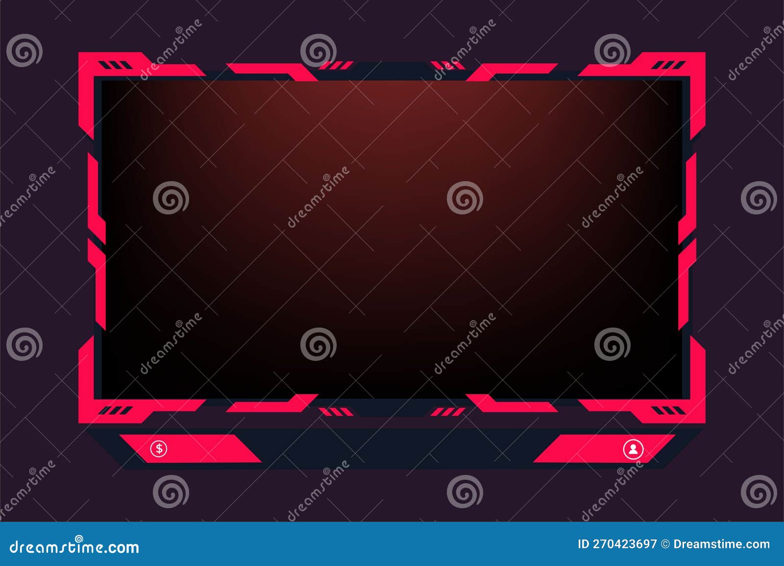 Gaming Screen Panel Design with Red Borders on a Dark Background. Live ...