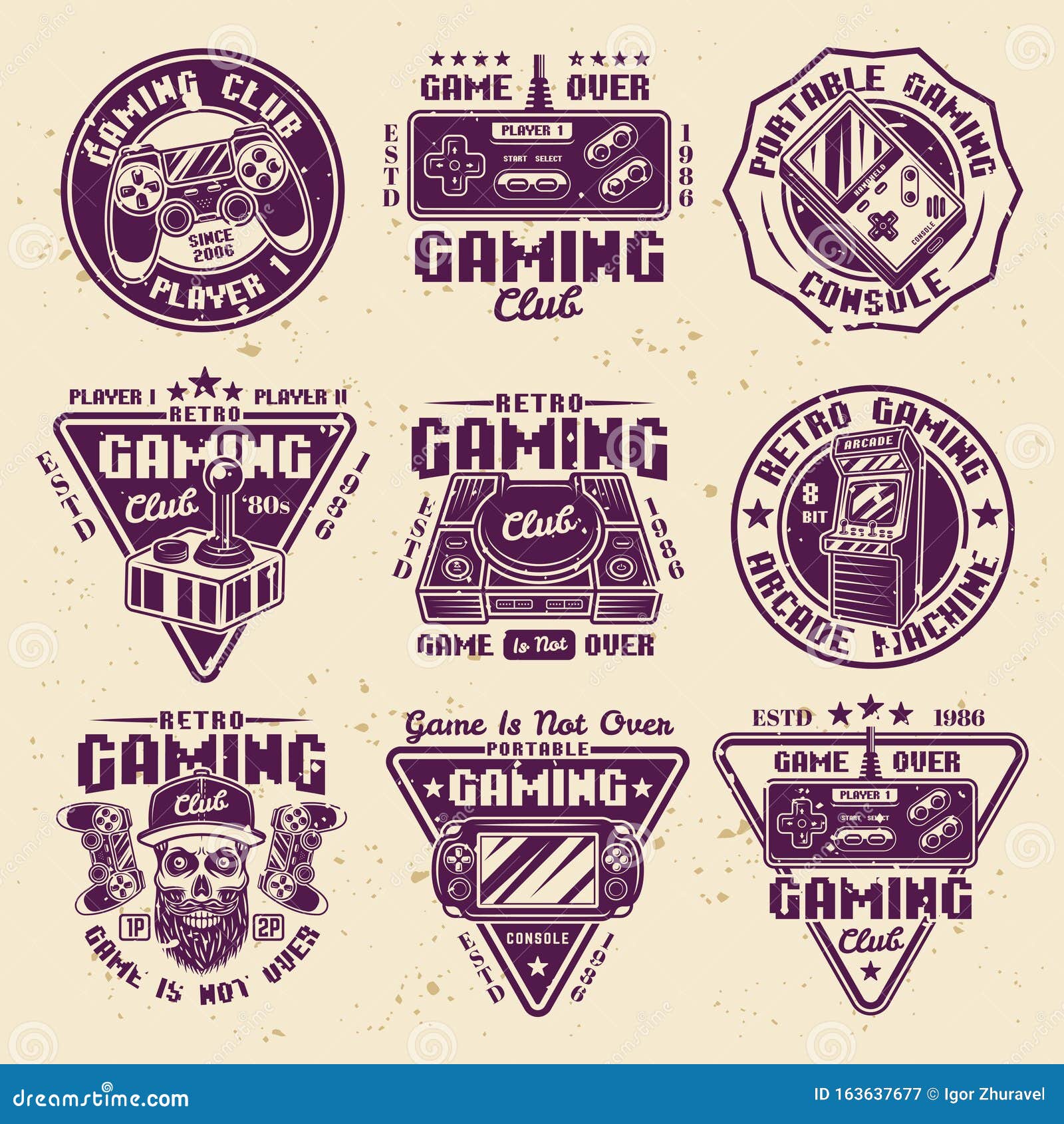 Gaming Set of Vector Colored Retro Emblems Stock Vector - Illustration ...