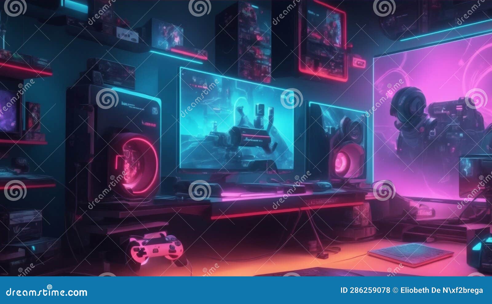 Gaming Setup by EHJS_deNAGA Stock Illustration - Illustration of gadget, gamer: 286259078