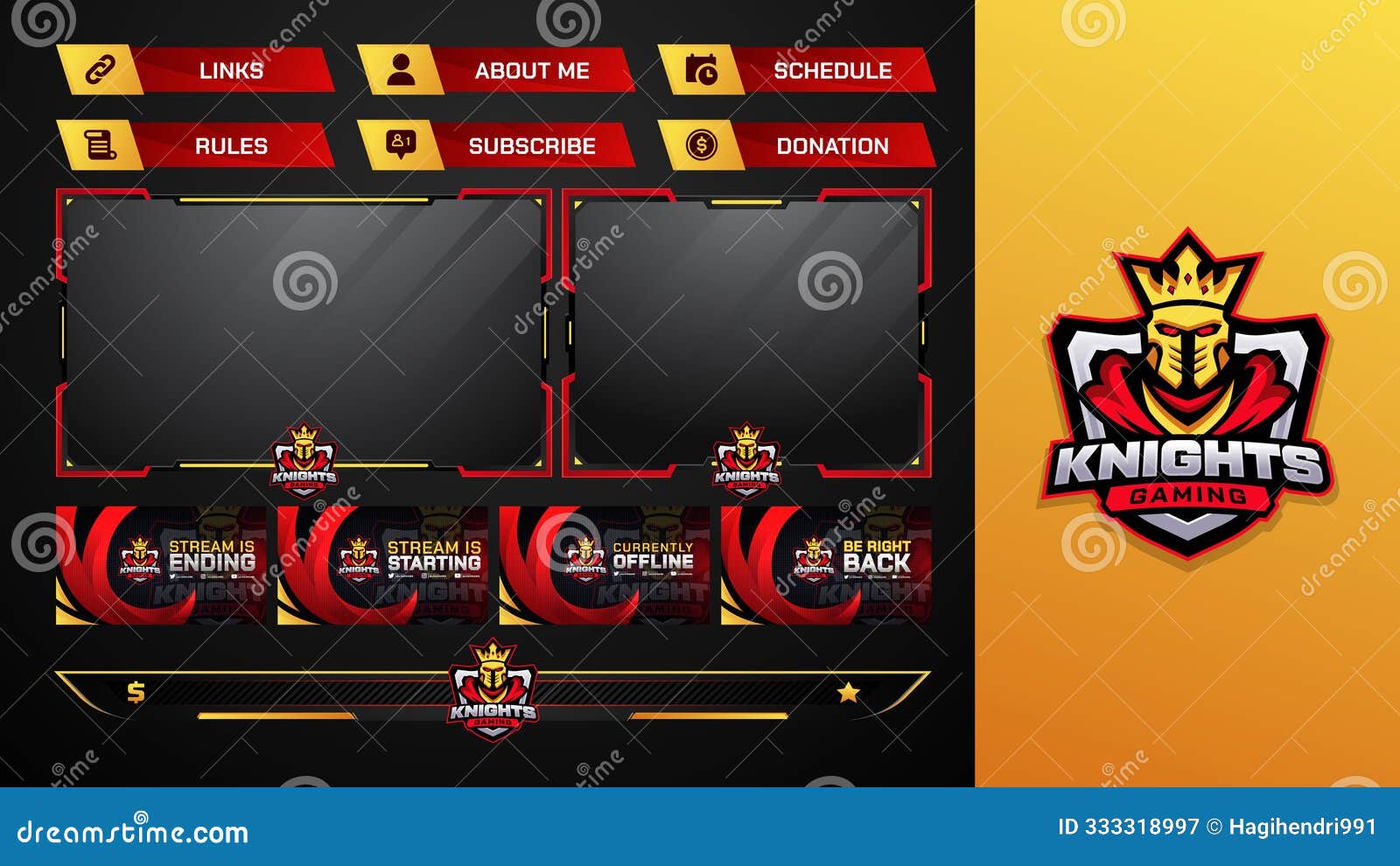 Gaming Stream Overlay Template, Knights Design Stock Vector ...