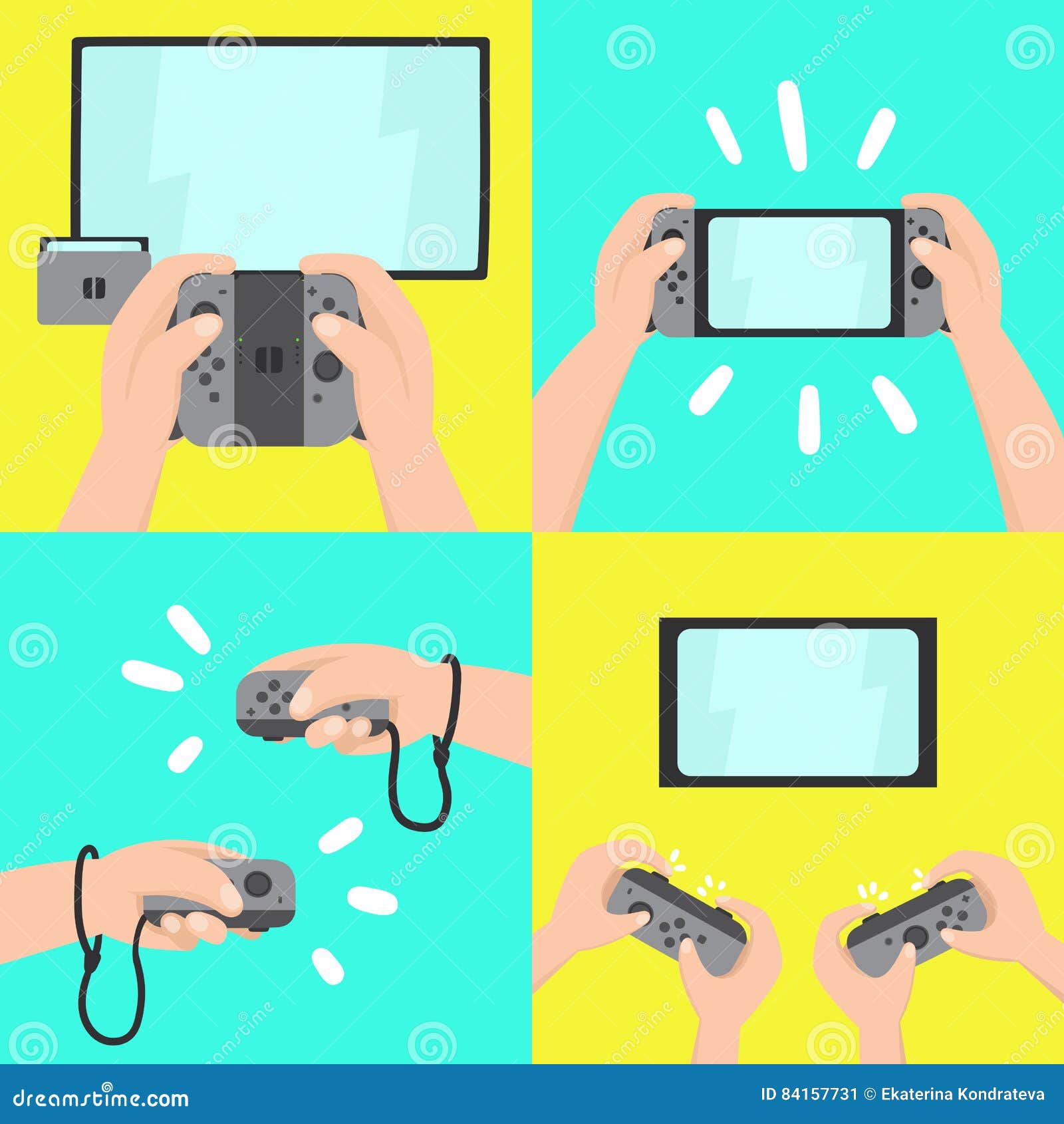 Gaming System. Four Different Types of Use Stock Vector - Illustration ...