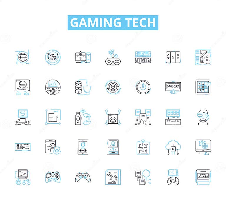 Gaming Tech Linear Icons Set. Controller, Console, Graphics, Virtual ...
