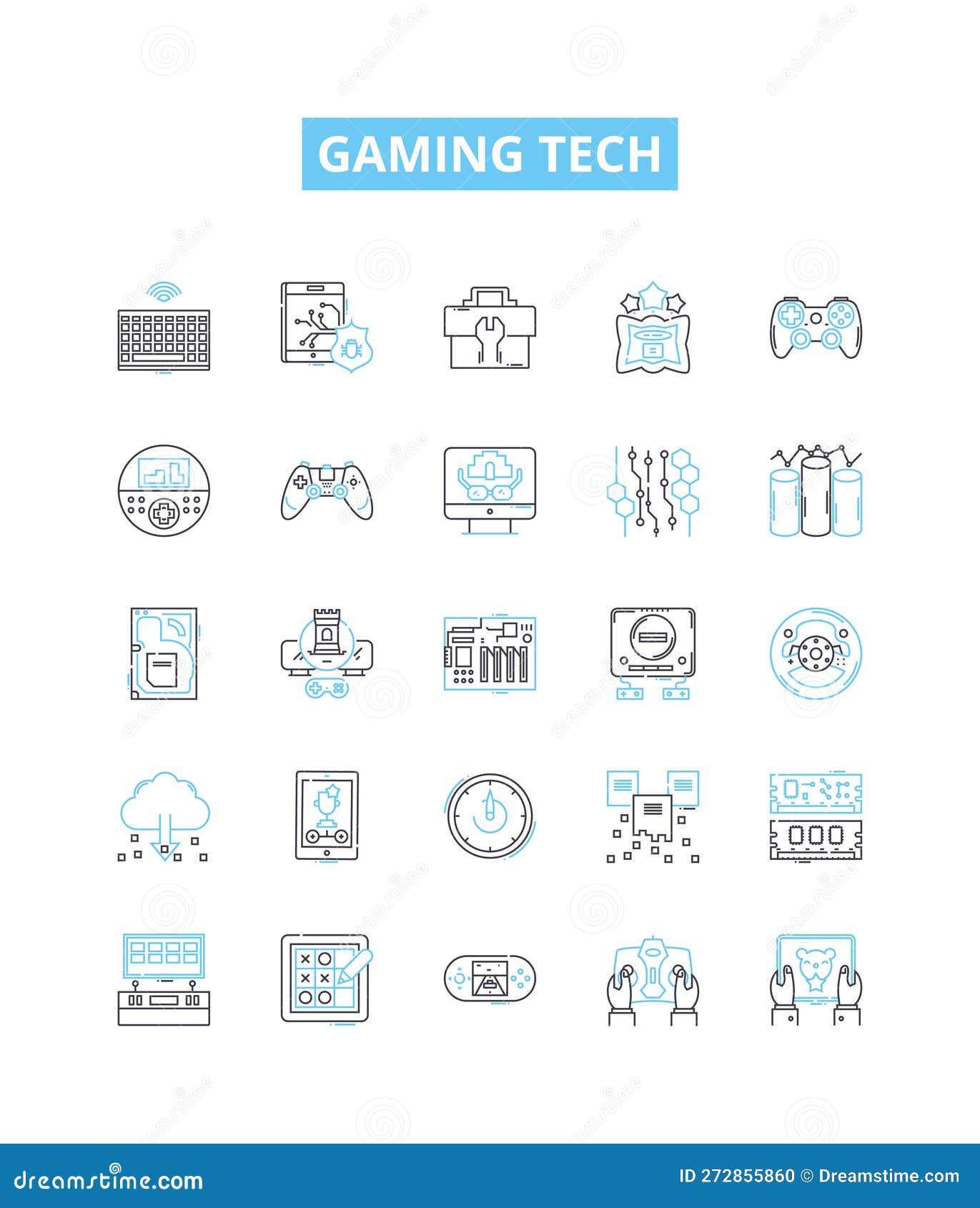 Gaming Tech Vector Line Icons Set. Gaming, Tech, Console, Controller ...