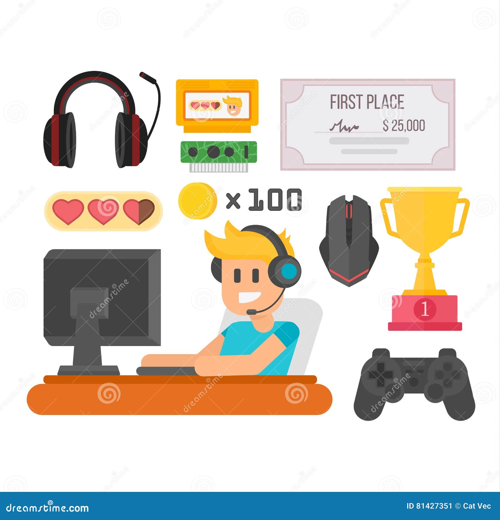 Gaming vector set. stock vector. Illustration of gaming - 81427351