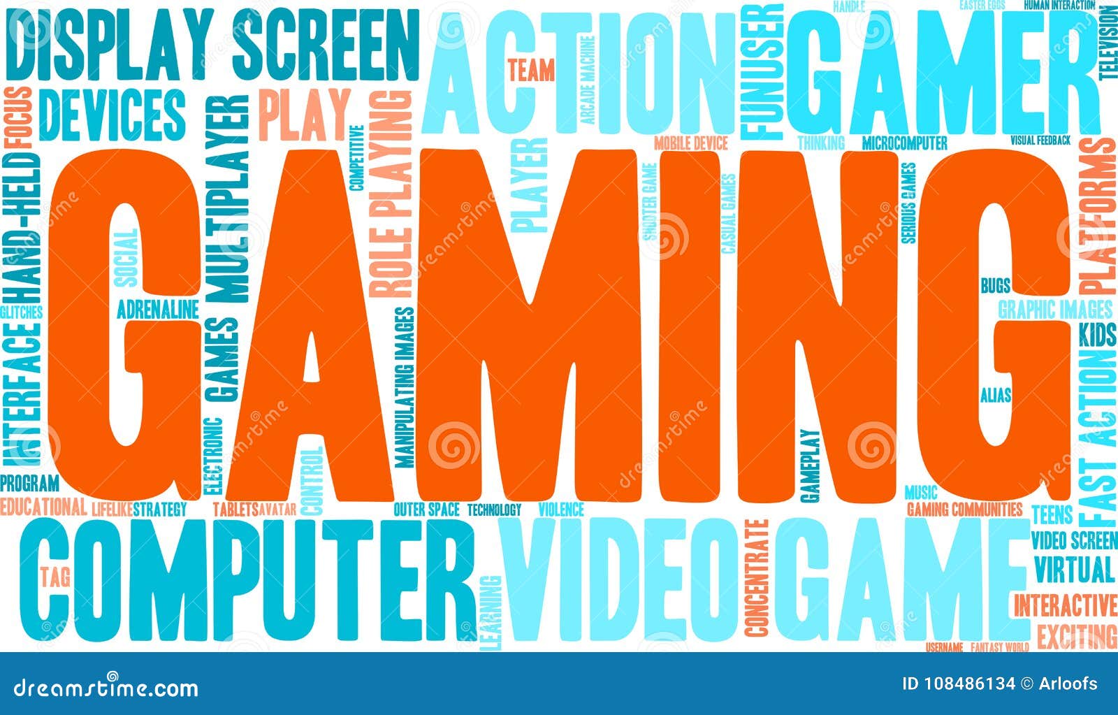Gaming Word Cloud stock vector. Illustration of fast - 108486134
