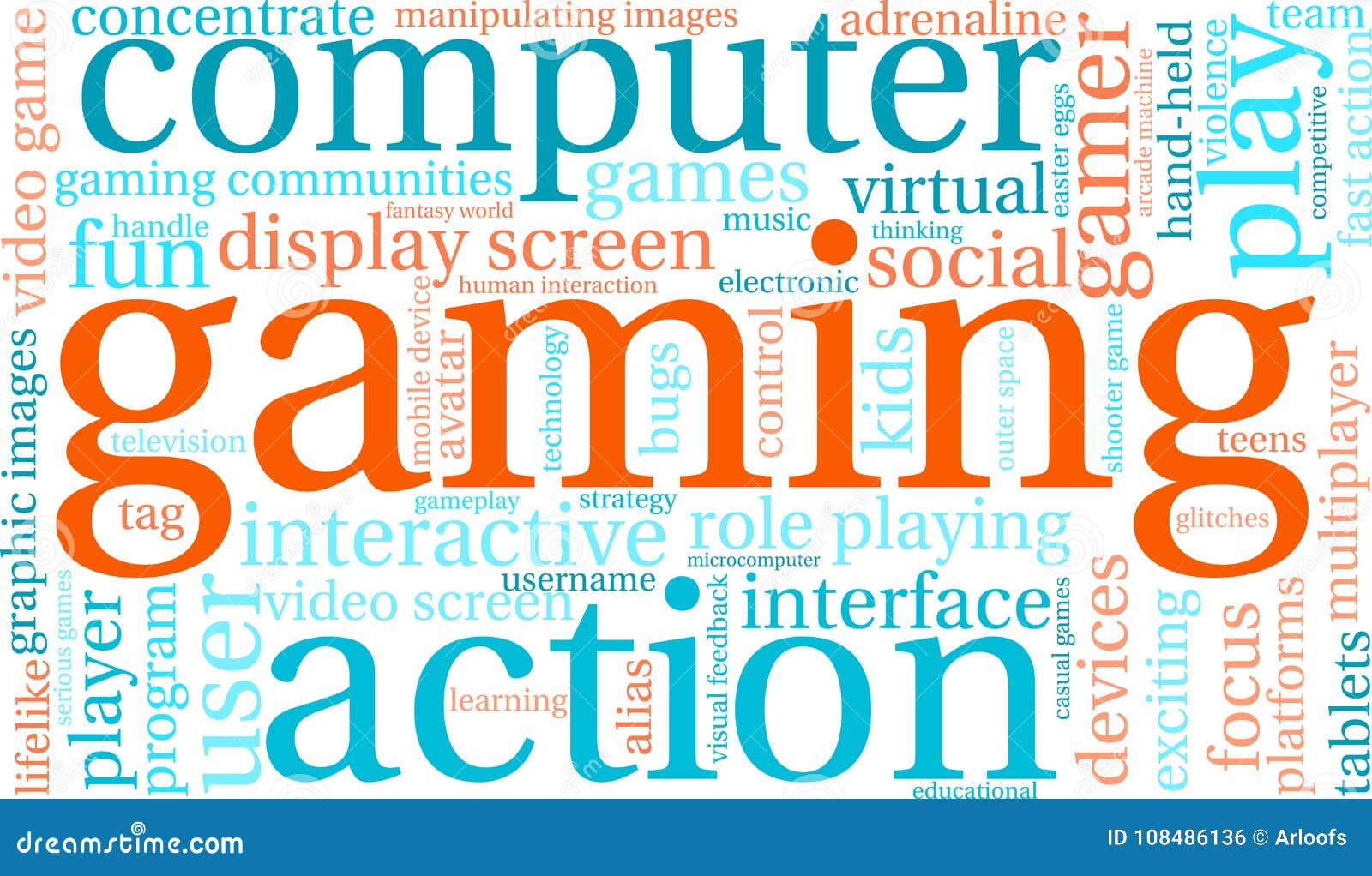 Gaming Word Cloud stock vector. Illustration of graphic - 108486136