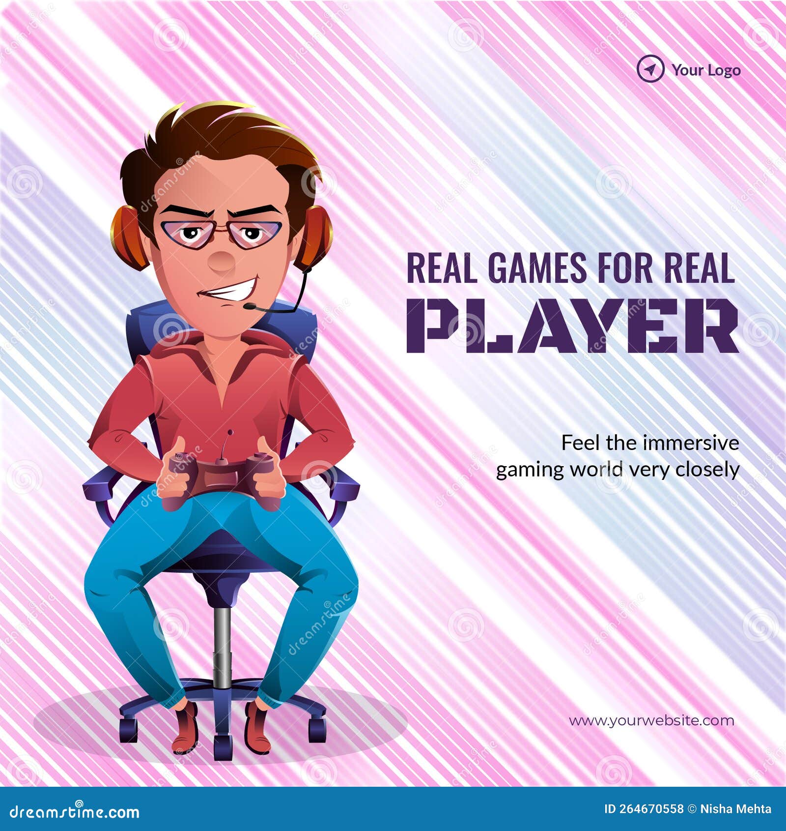 Banner Design of Real Games for Real Player Stock Vector - Illustration ...