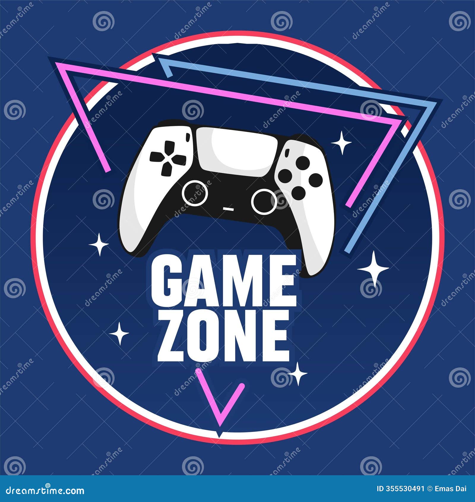 Gaming Zone with a Game Console Stock Illustration - Illustration of ...